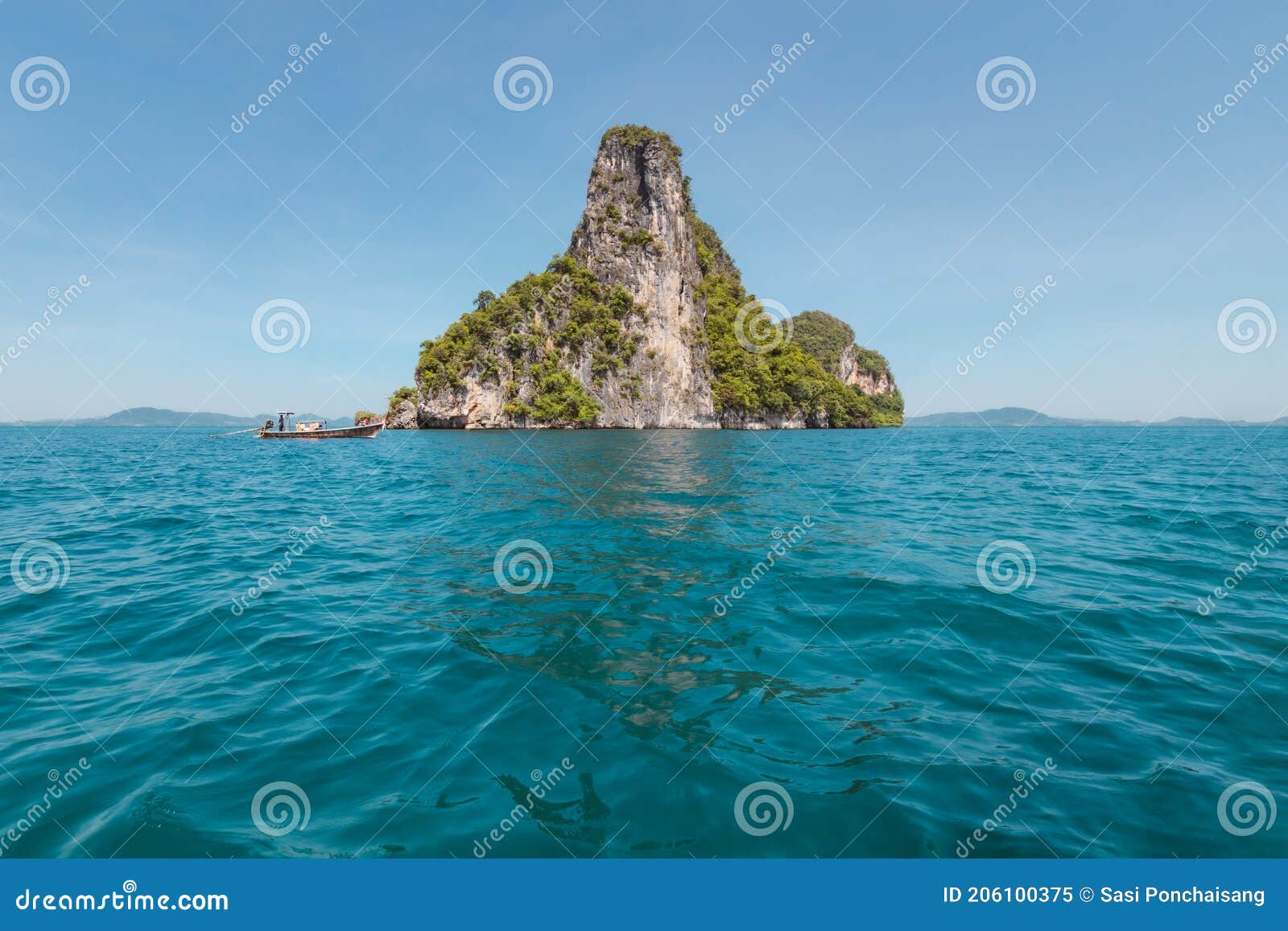 Beautiful Blue Sea with Mountain in the Middle in Deep Ocean Stock ...