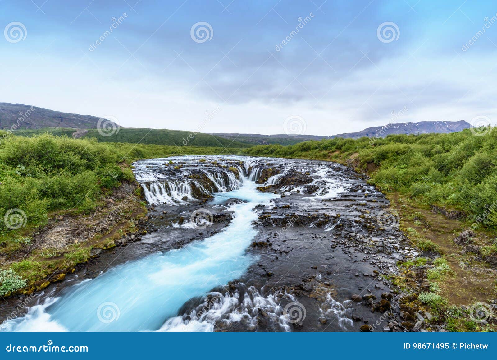 Bruarfoss Turquoise Waterfall, South Iceland Stock Image - Image of ...
