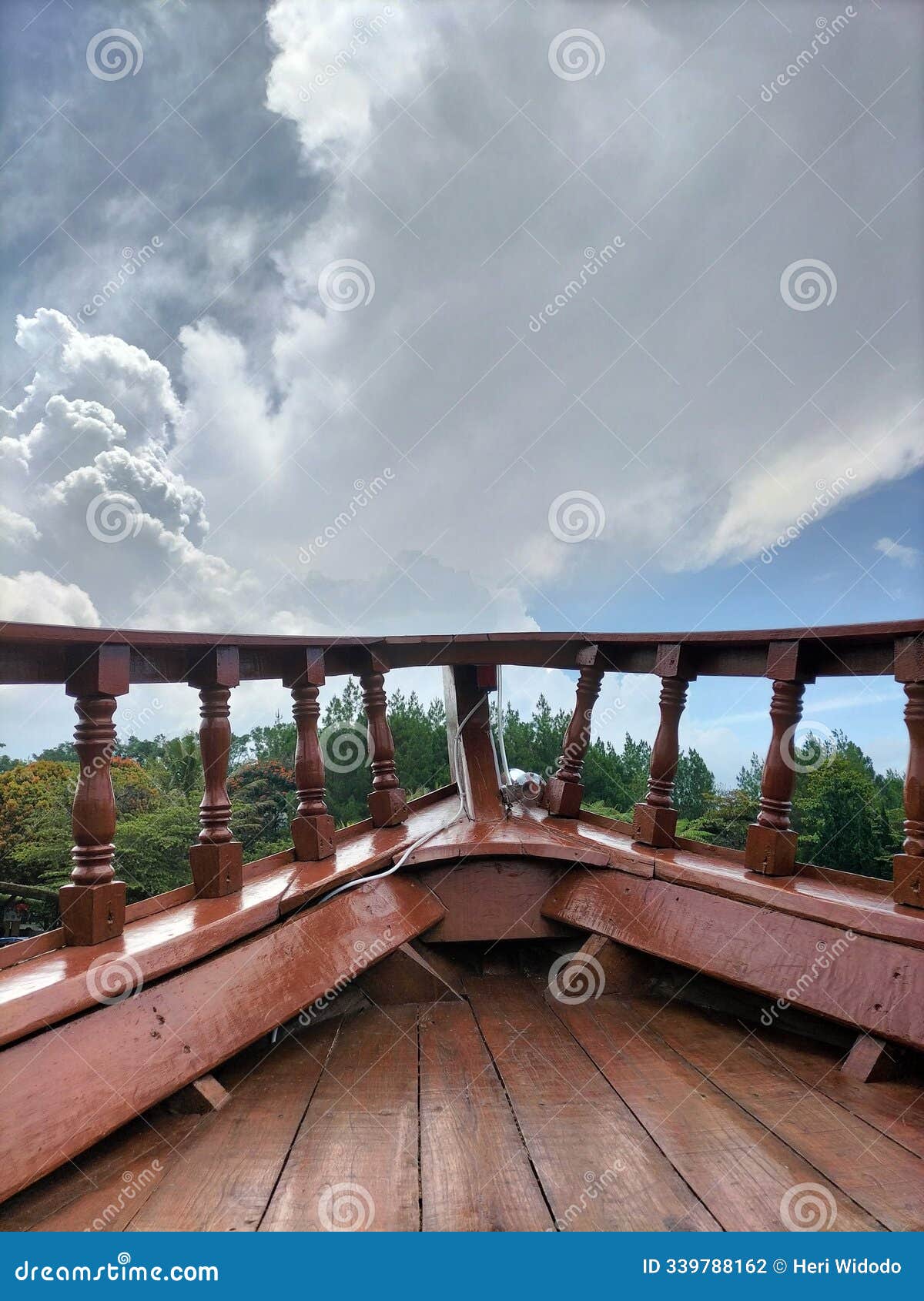 View of Beautiful Cloud Formation, Seen from Wooden Boat Stock Photo ...
