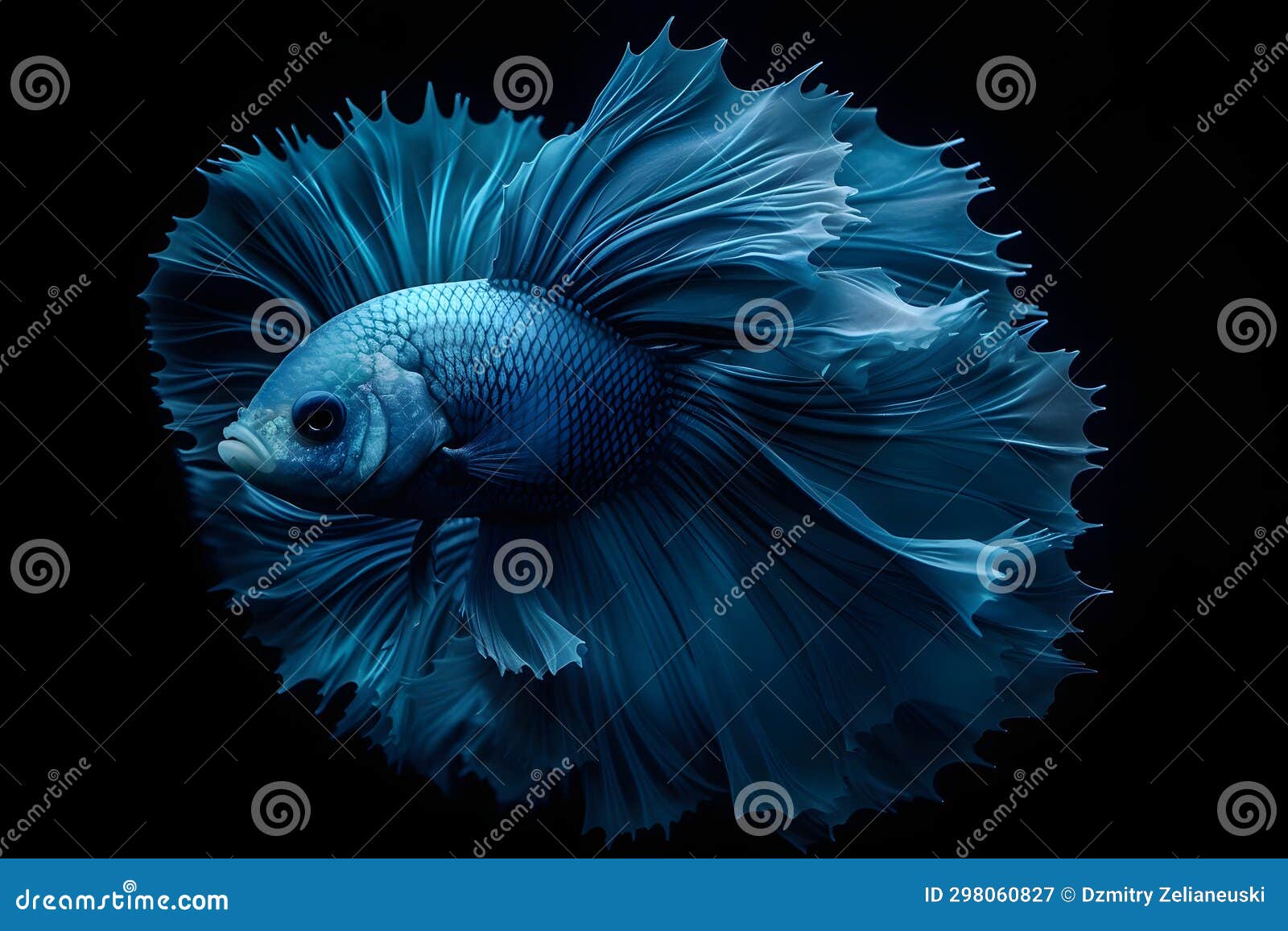 View of a Beautiful Dark Blue Fish. Generative AI Stock Image - Image ...