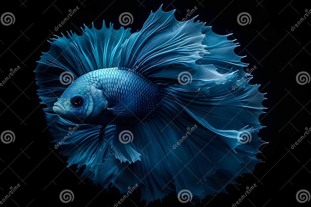 View of a Beautiful Dark Blue Fish. Generative AI Stock Illustration ...