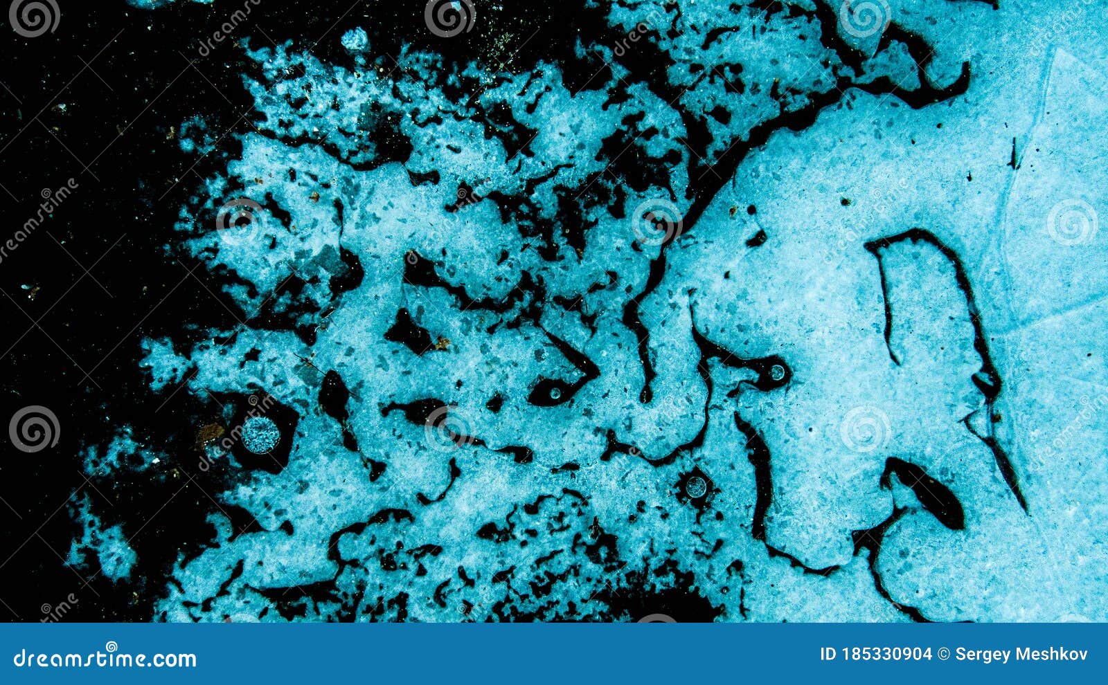 View of Beautiful Drawings on Ice from Cracks. a Tiny World in the ...