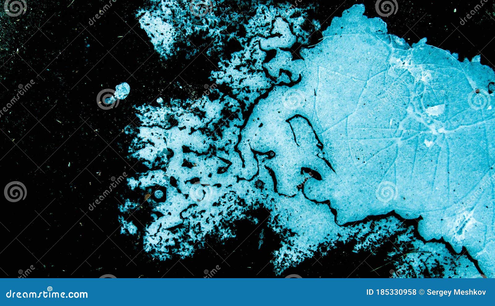 View of Beautiful Drawings on Ice from Cracks. a Tiny World in the ...