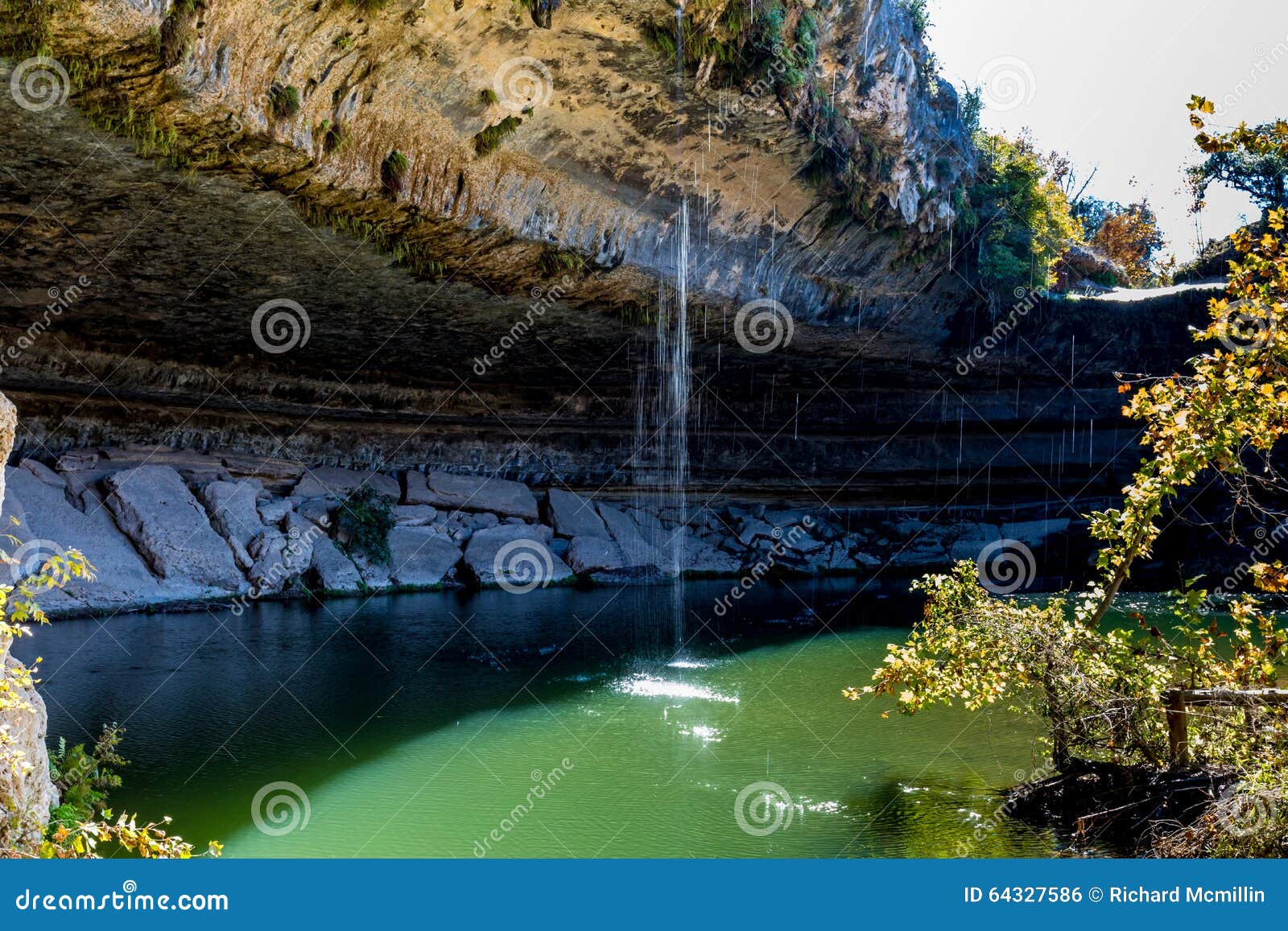 A View of Beautiful Hamilton Pool, Texas with Waterfall. Stock Photo ...