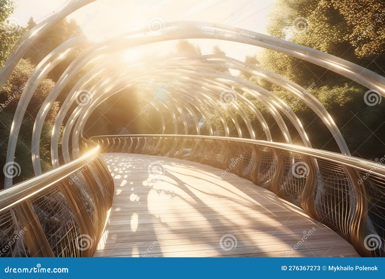 View on Beautiful Park in Springtime with Roamantic White Bridge ...