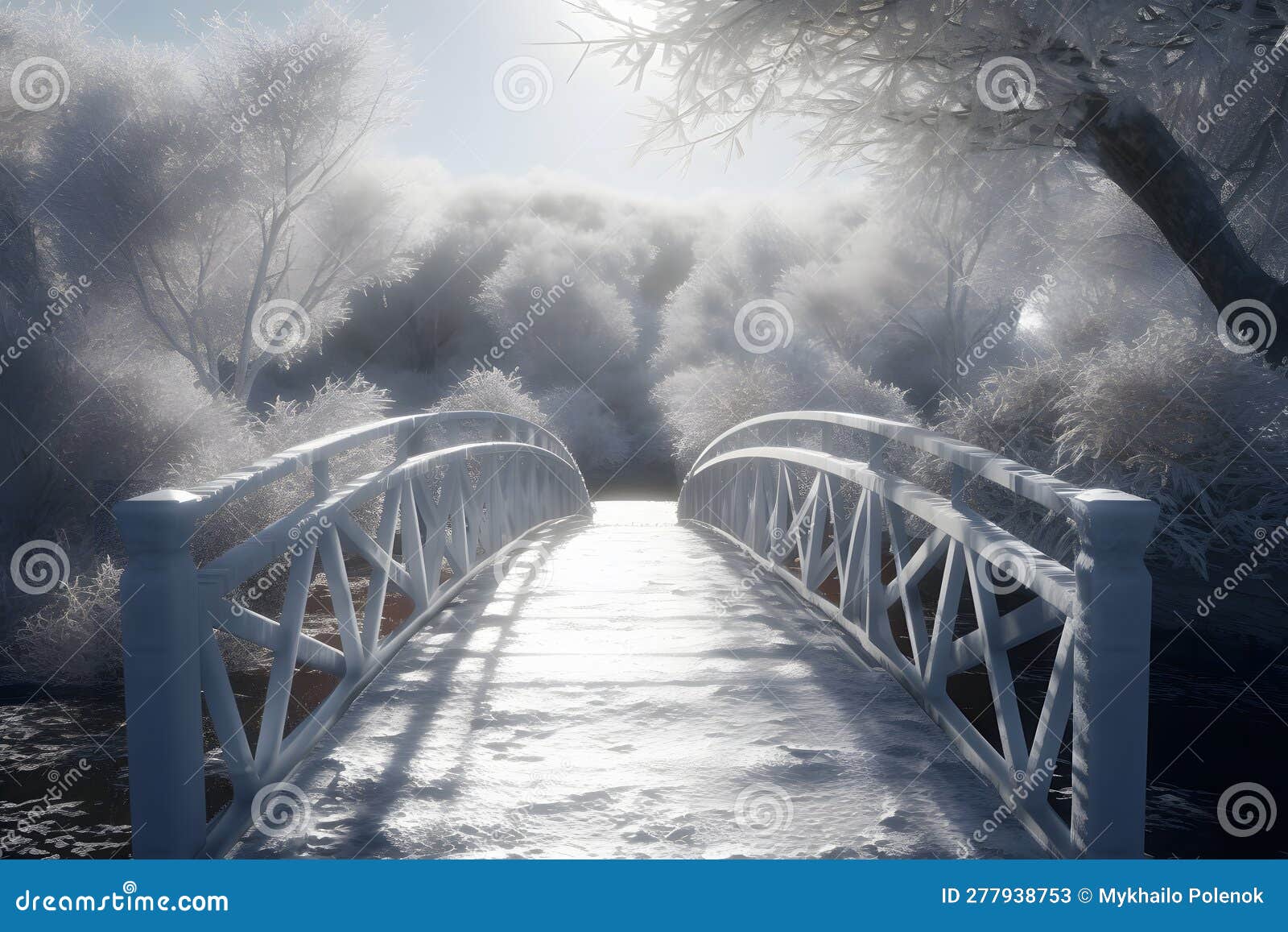 View on Beautiful Park in Springtime with Roamantic White Bridge ...