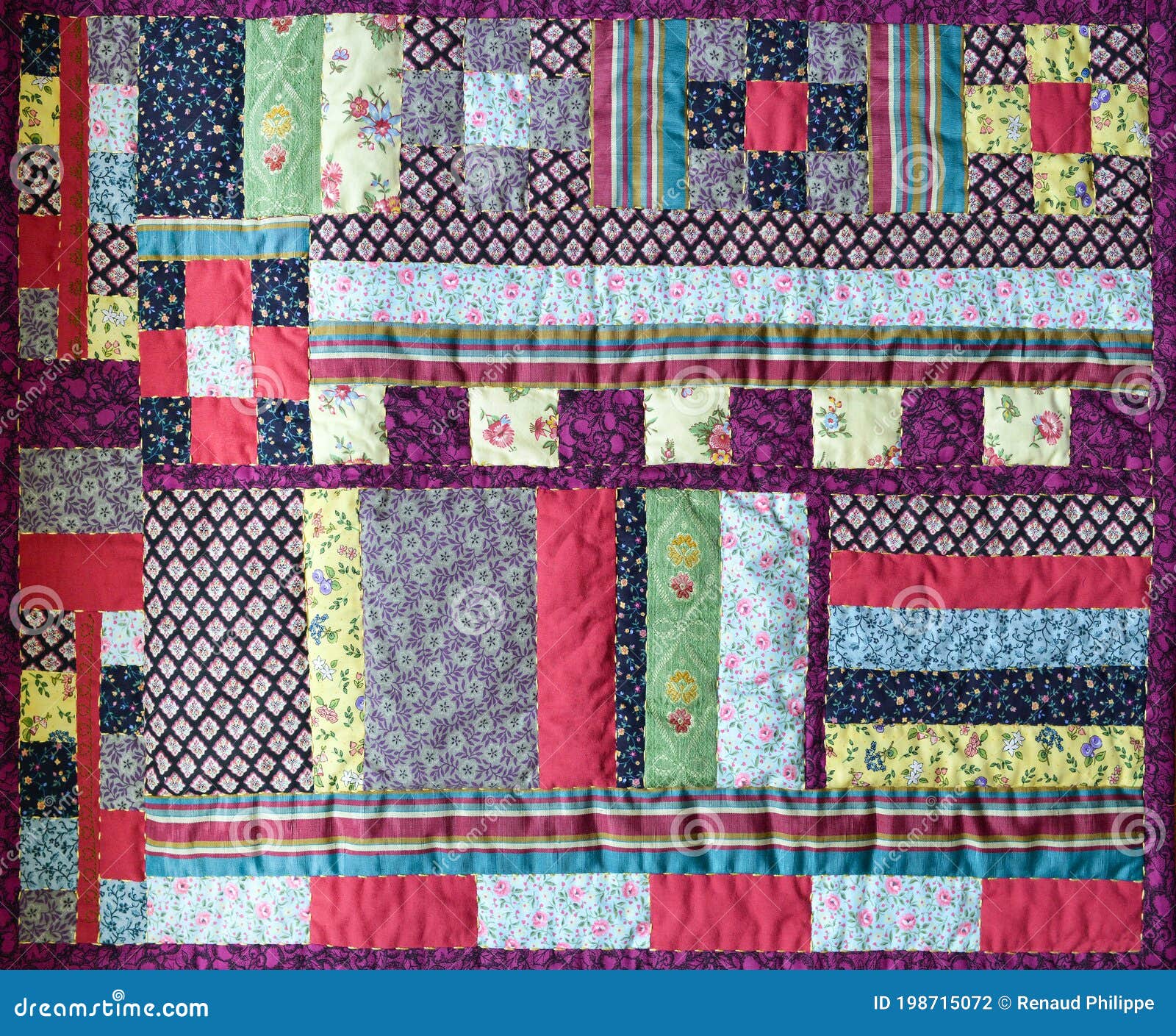 View of Beautiful Patchwork Quilt Stock Photo - Image of textile ...
