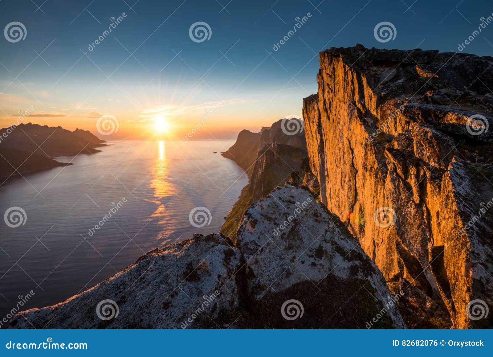 View from Beautiful Segla Mountain, Senja Stock Photo - Image of beauty ...