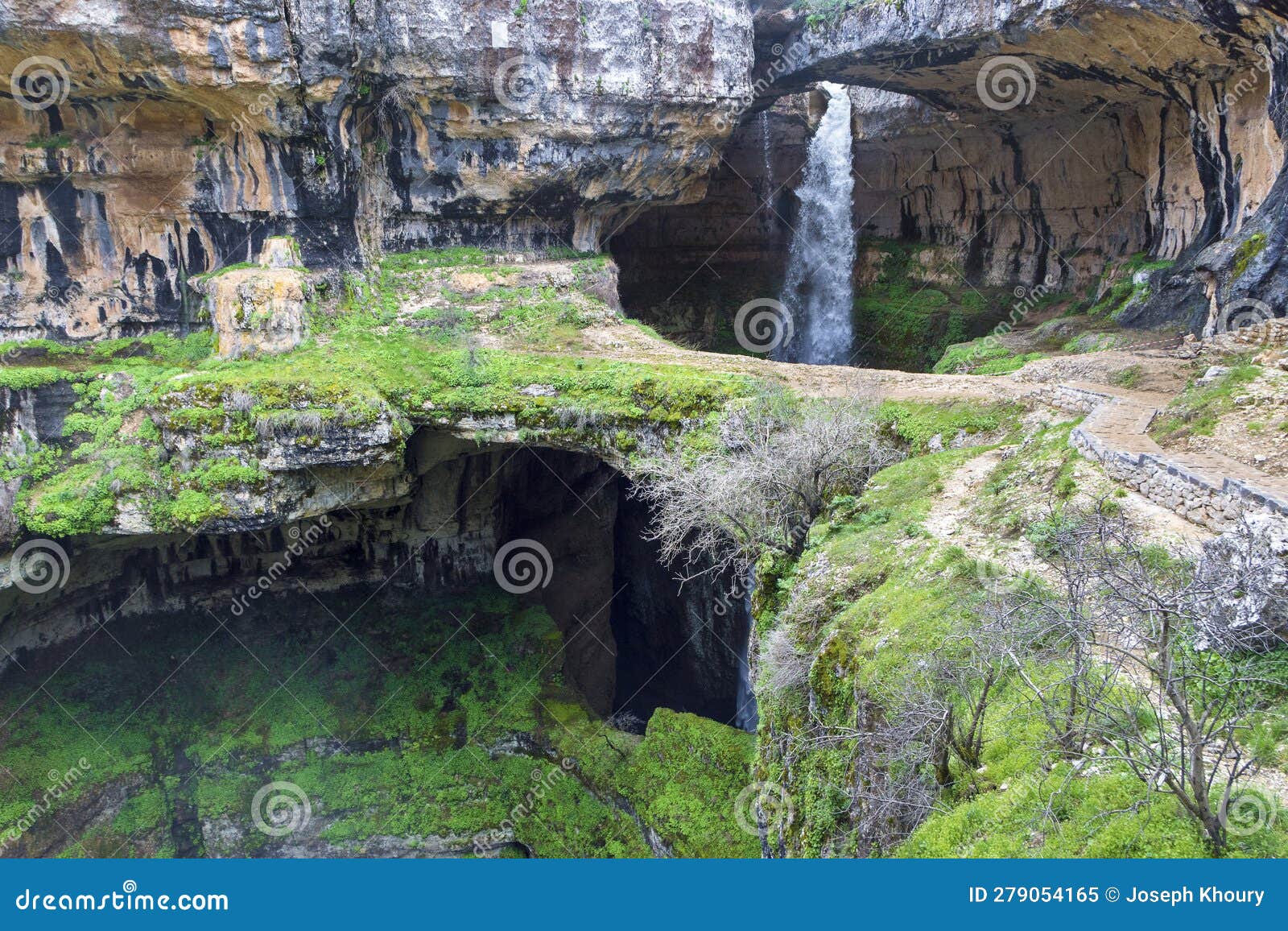 Beautiful Waterfall with Natural Bridges and Sinkhole Stock Image ...
