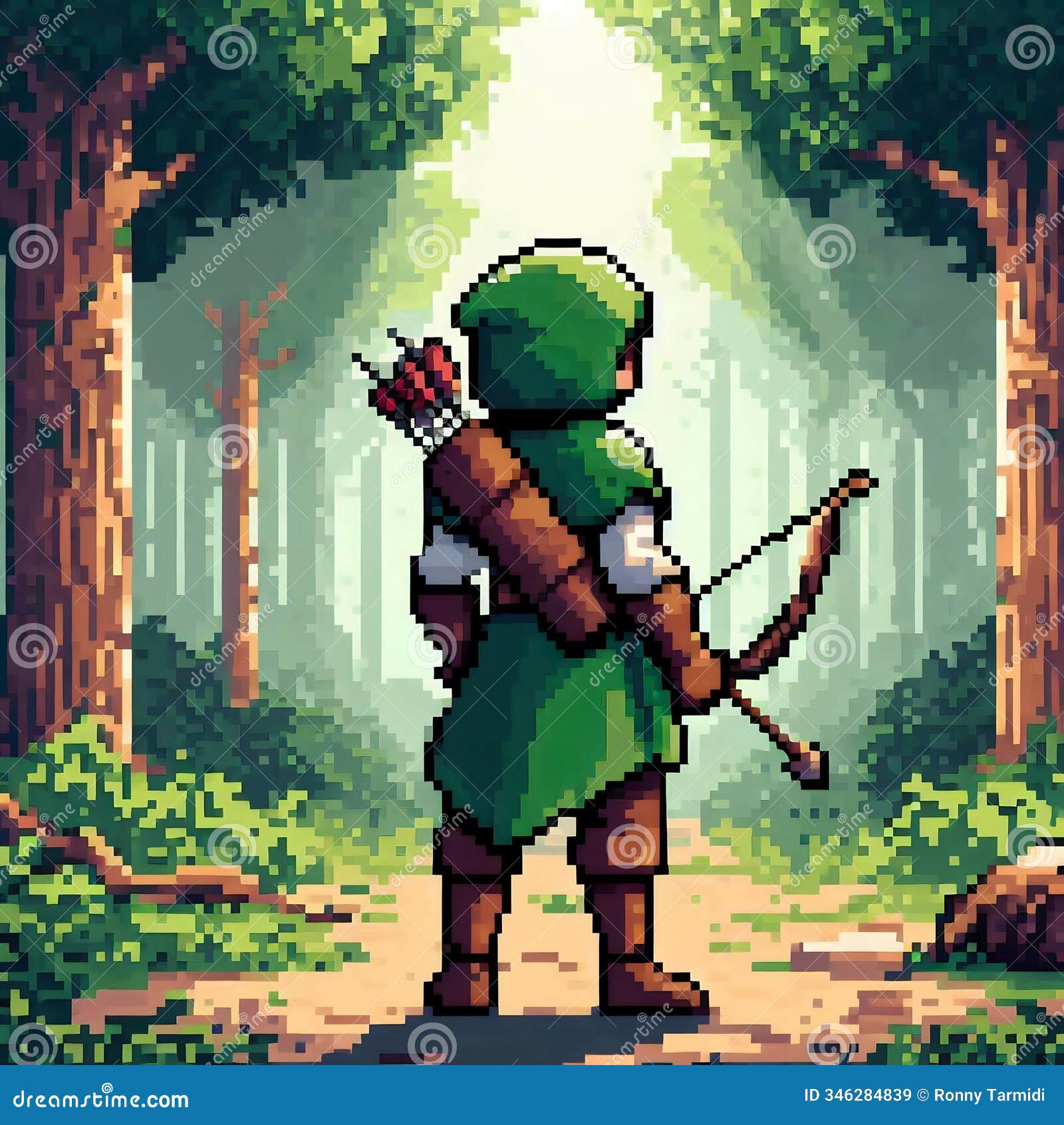 View from Behind Archer, Pixel Art Stock Illustration - Illustration of ...