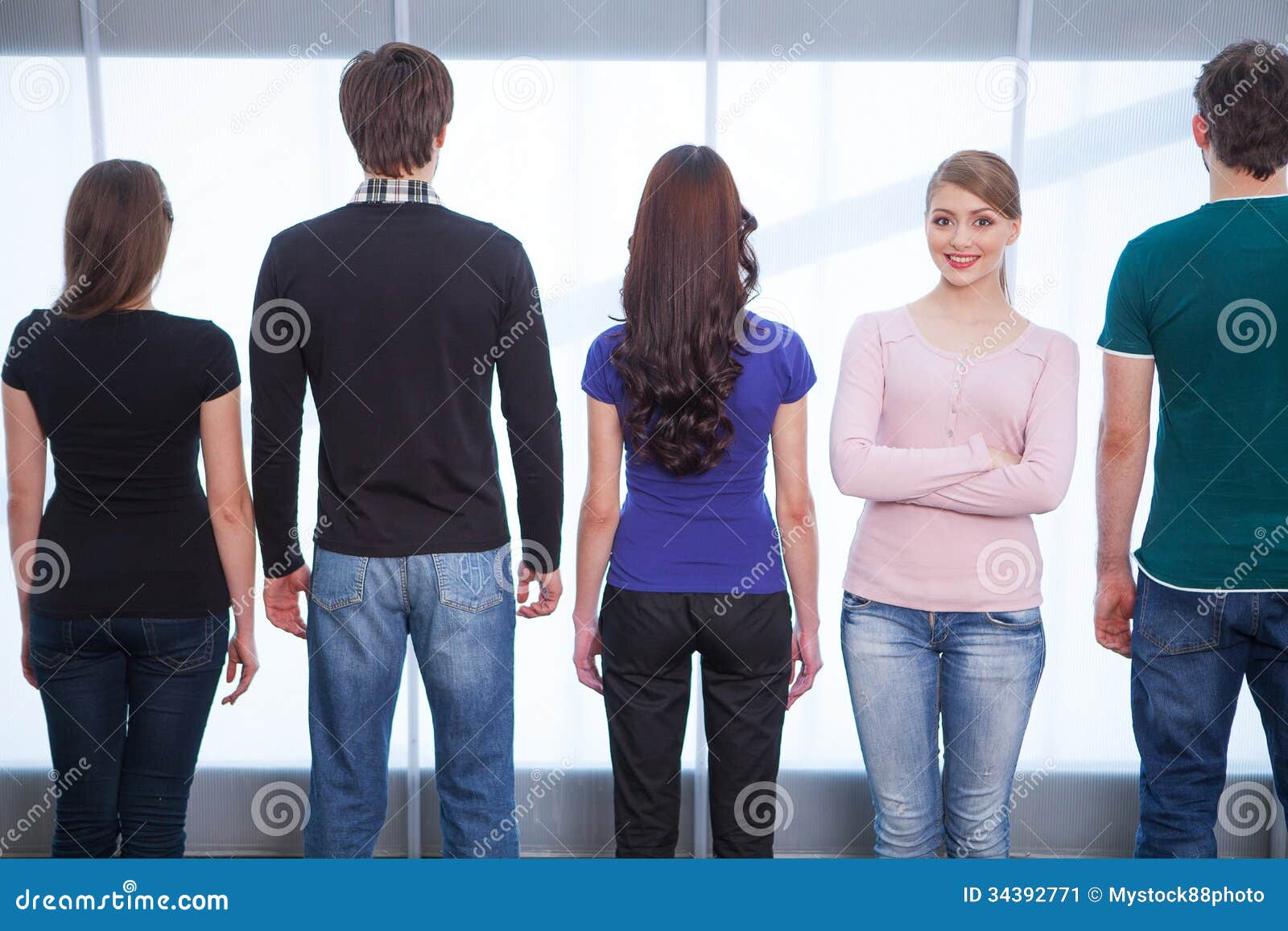 View from Behind of Group of People. Stock Image - Image of body, girl ...