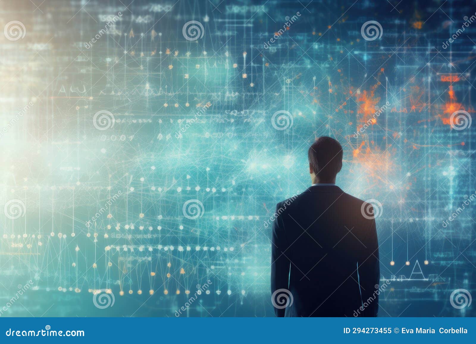 View from Behind a Human Figure, Visualizing a Large Technological ...