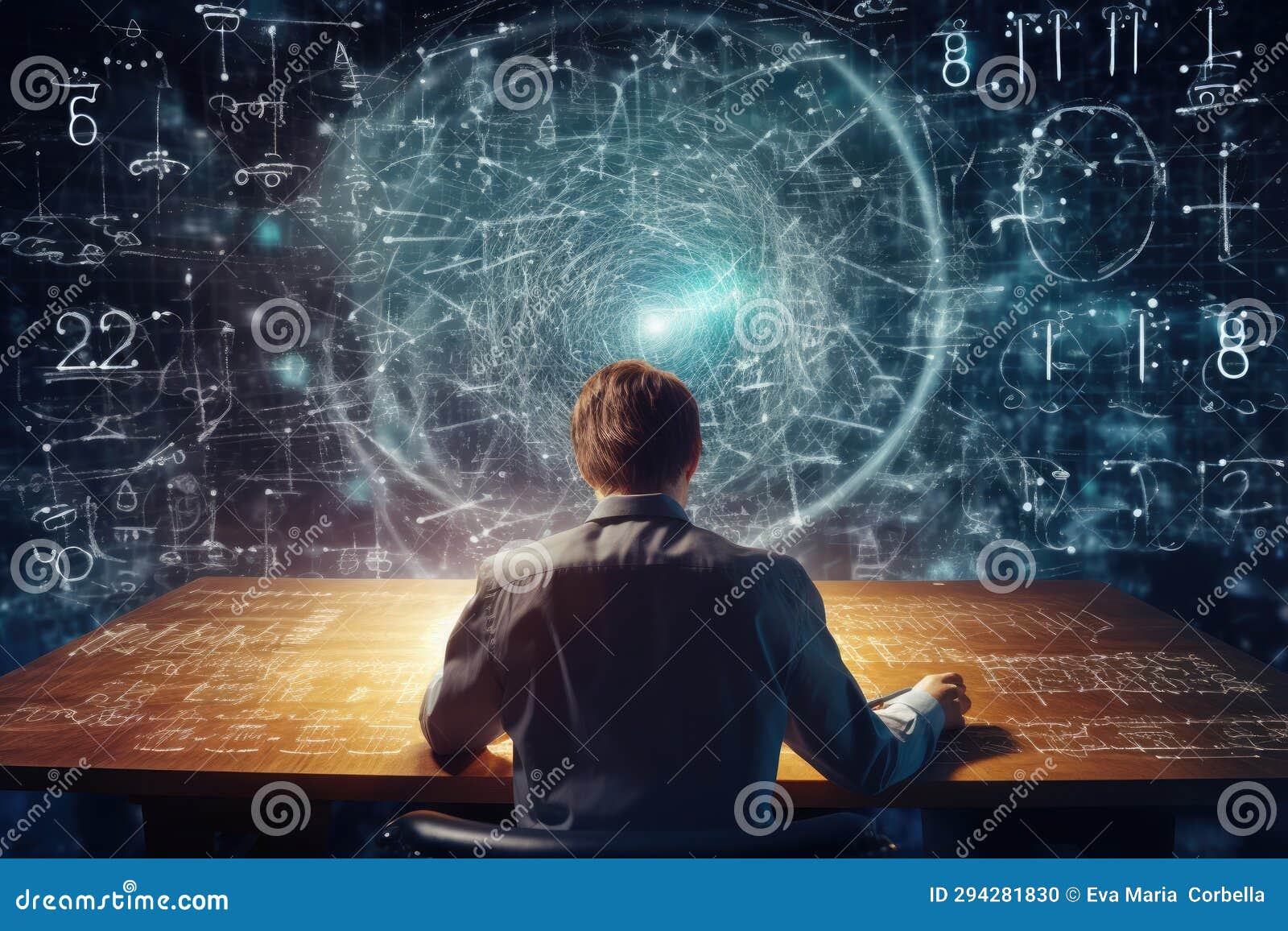 View from Behind a Human Figure, Visualizing a Large Technological ...