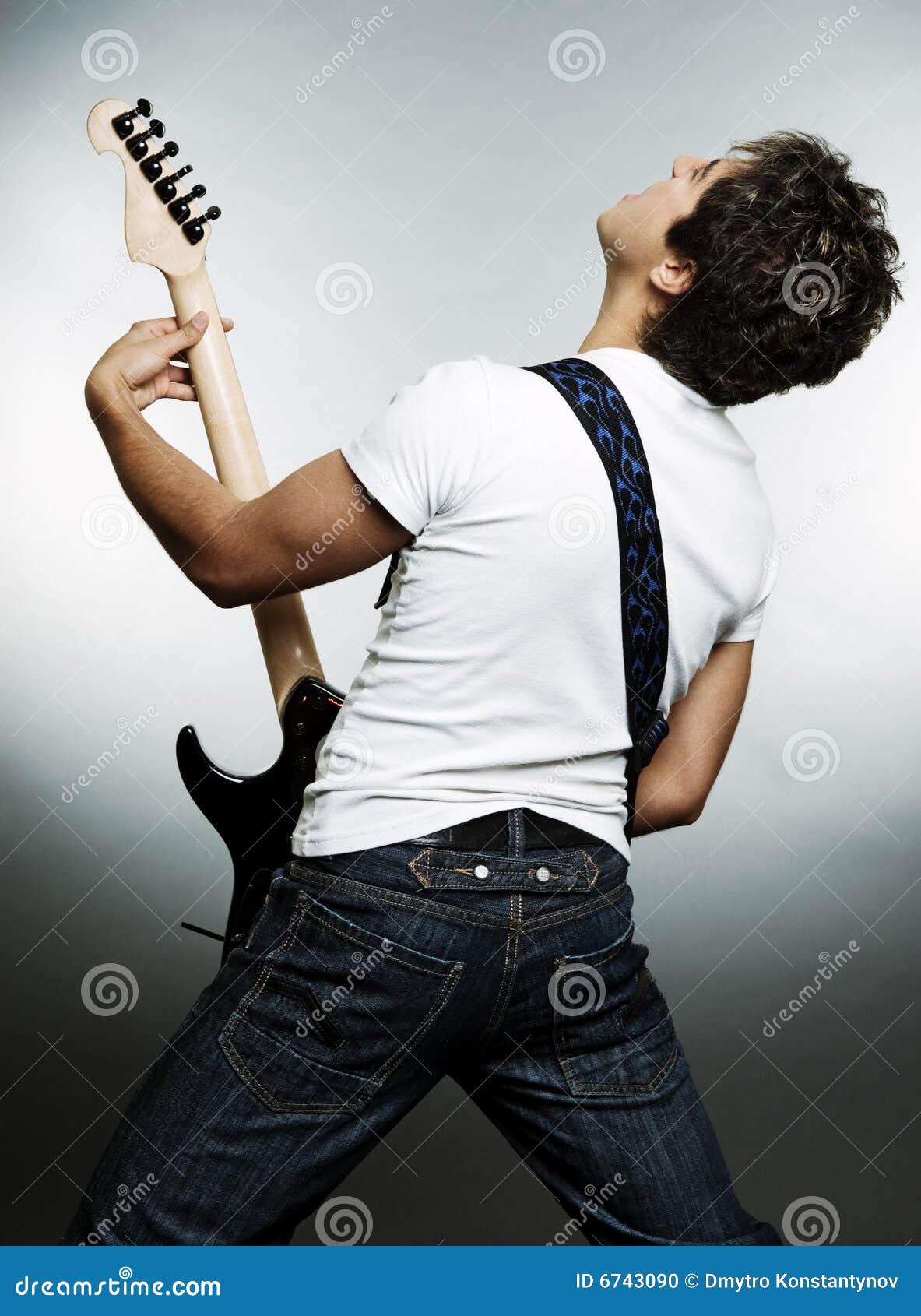View from Behind on the Man with Guitar Stock Photo - Image of musical ...