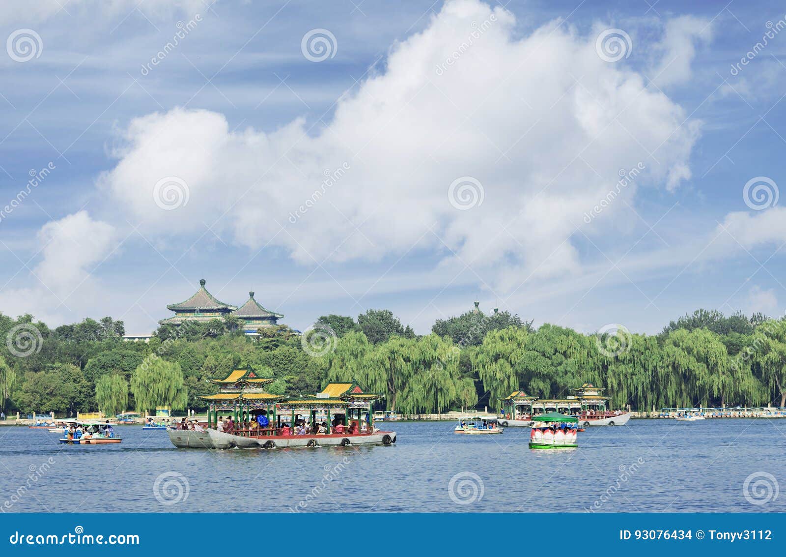 View on Beijing Beihai Lake with Blue Sky and Clouds Editorial Stock ...