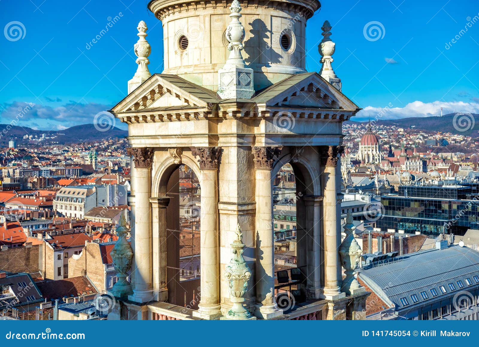 View of Bell Tower and Budapest Cityscape from the Cathedral. Budapest ...
