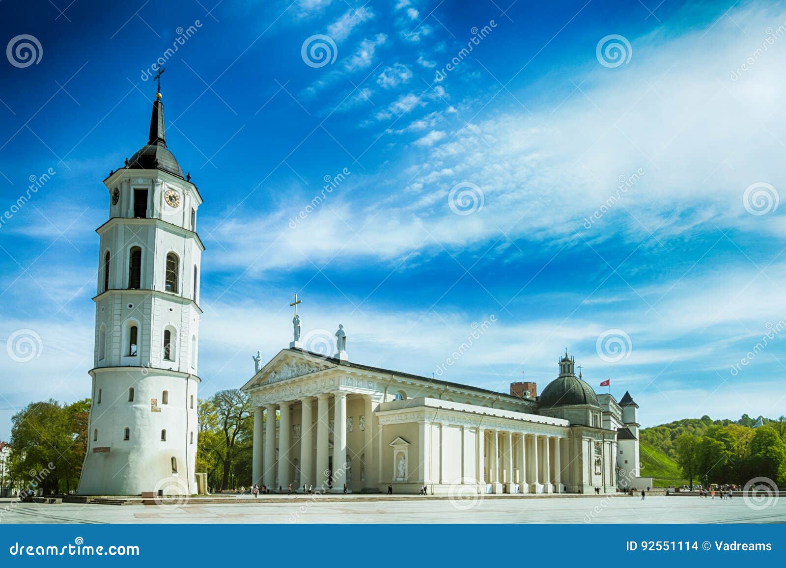 View of Bell Tower and Cathedral Basilica and Cathedral Square in ...