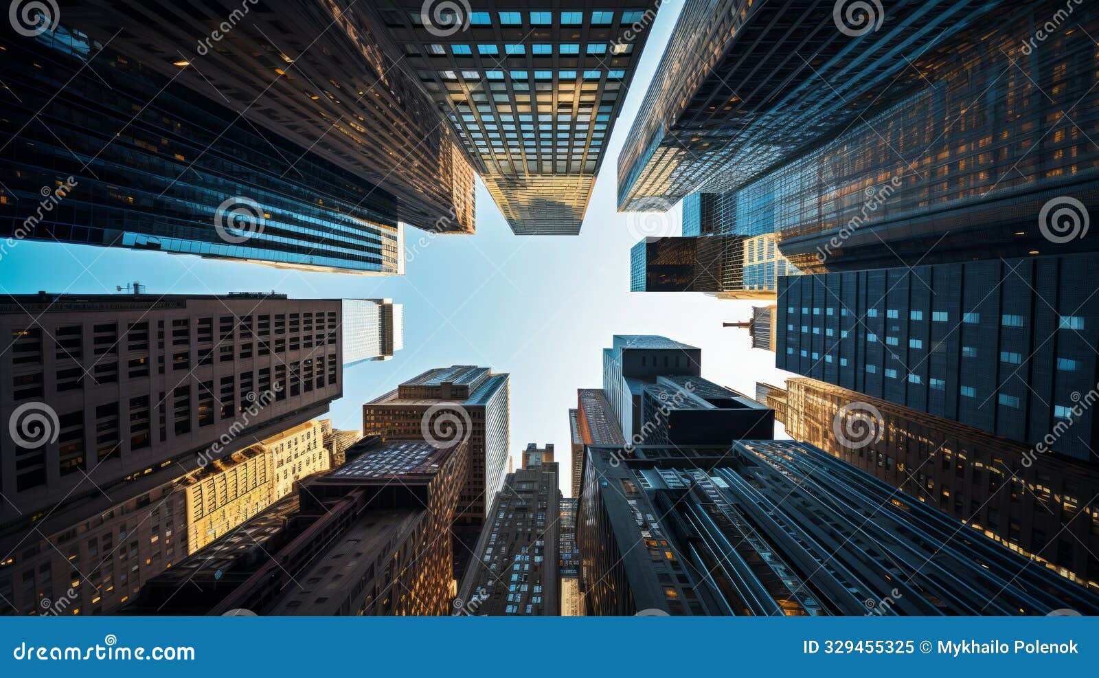 View from Below into Blue Sky with Clouds of Large Modern Skyscraper ...