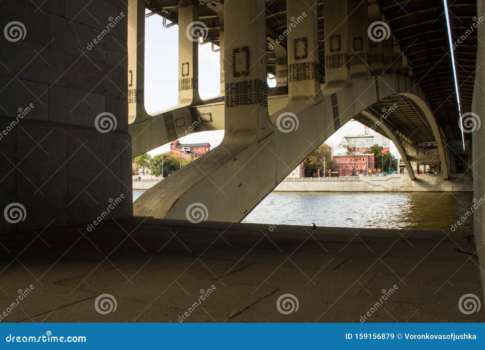 A View from Below on Concrete Bridge Design Stock Image - Image of ...