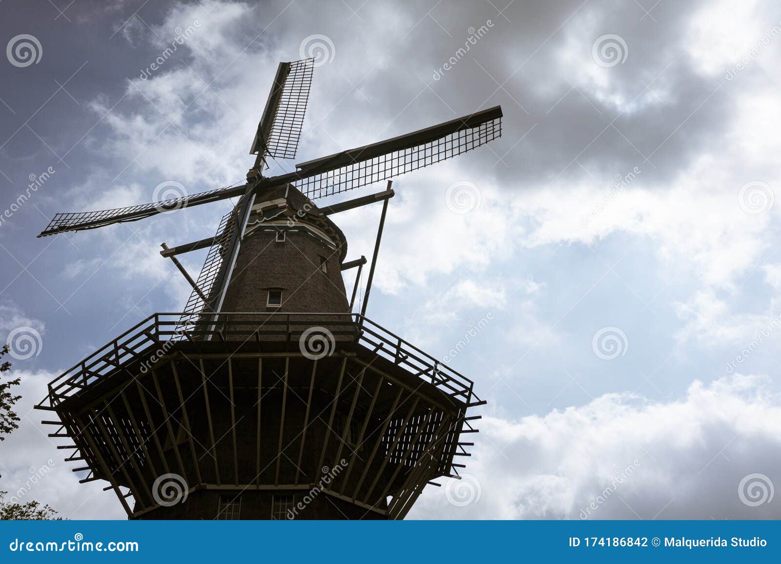 View of Below of De Gooyer, Iconic Octogonal Windmill in Amsterdam ...