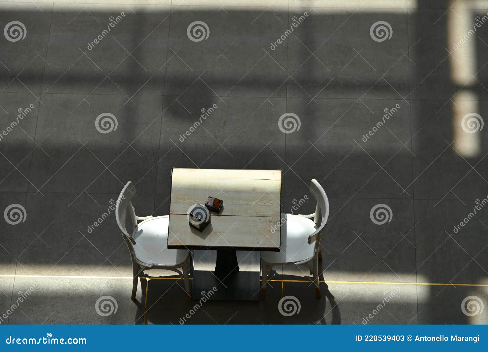 View from Above of Empty Bar Terrace Table Stock Image - Image of ...