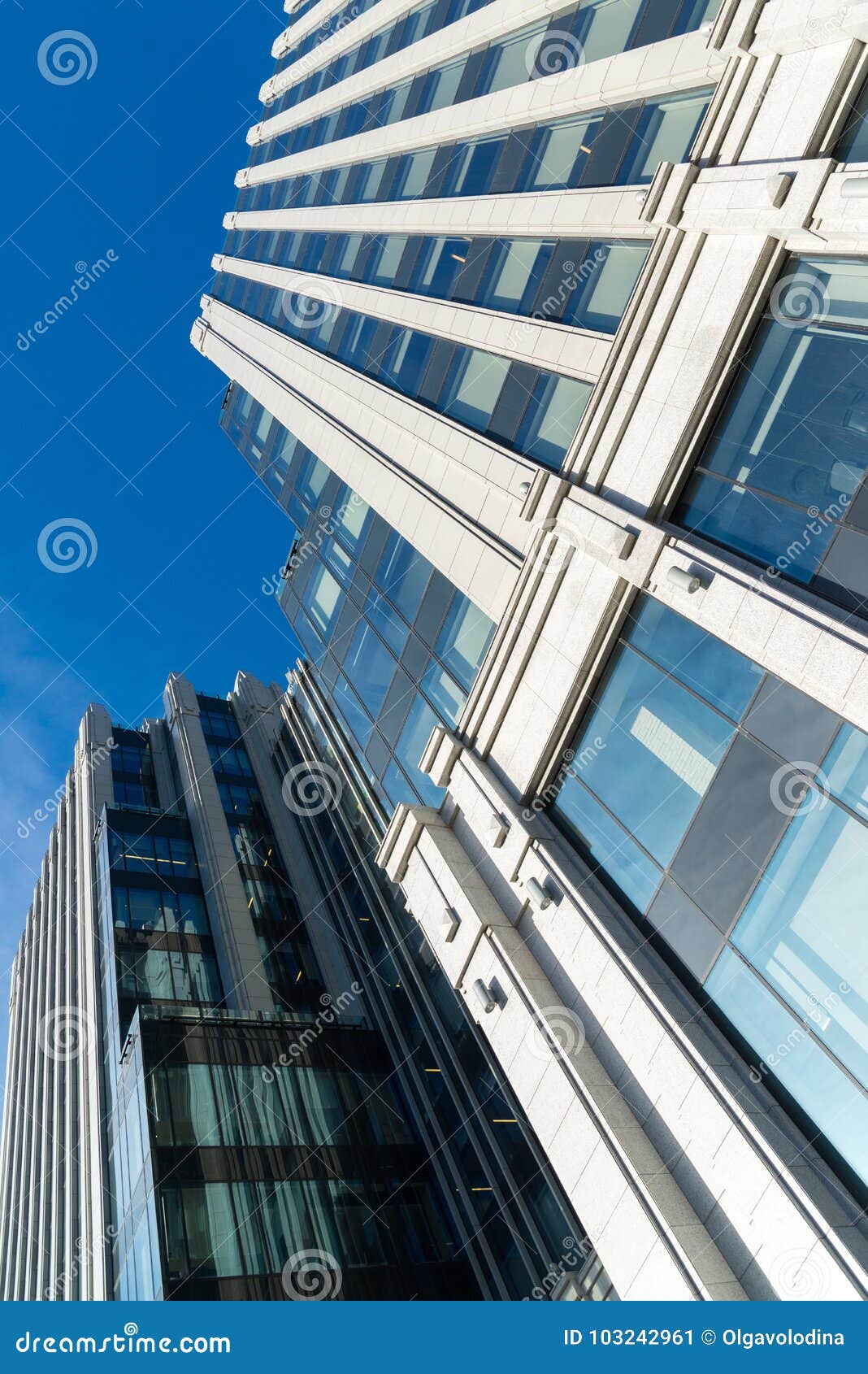 View from Below on Glass Office Buildings Stock Image - Image of ...