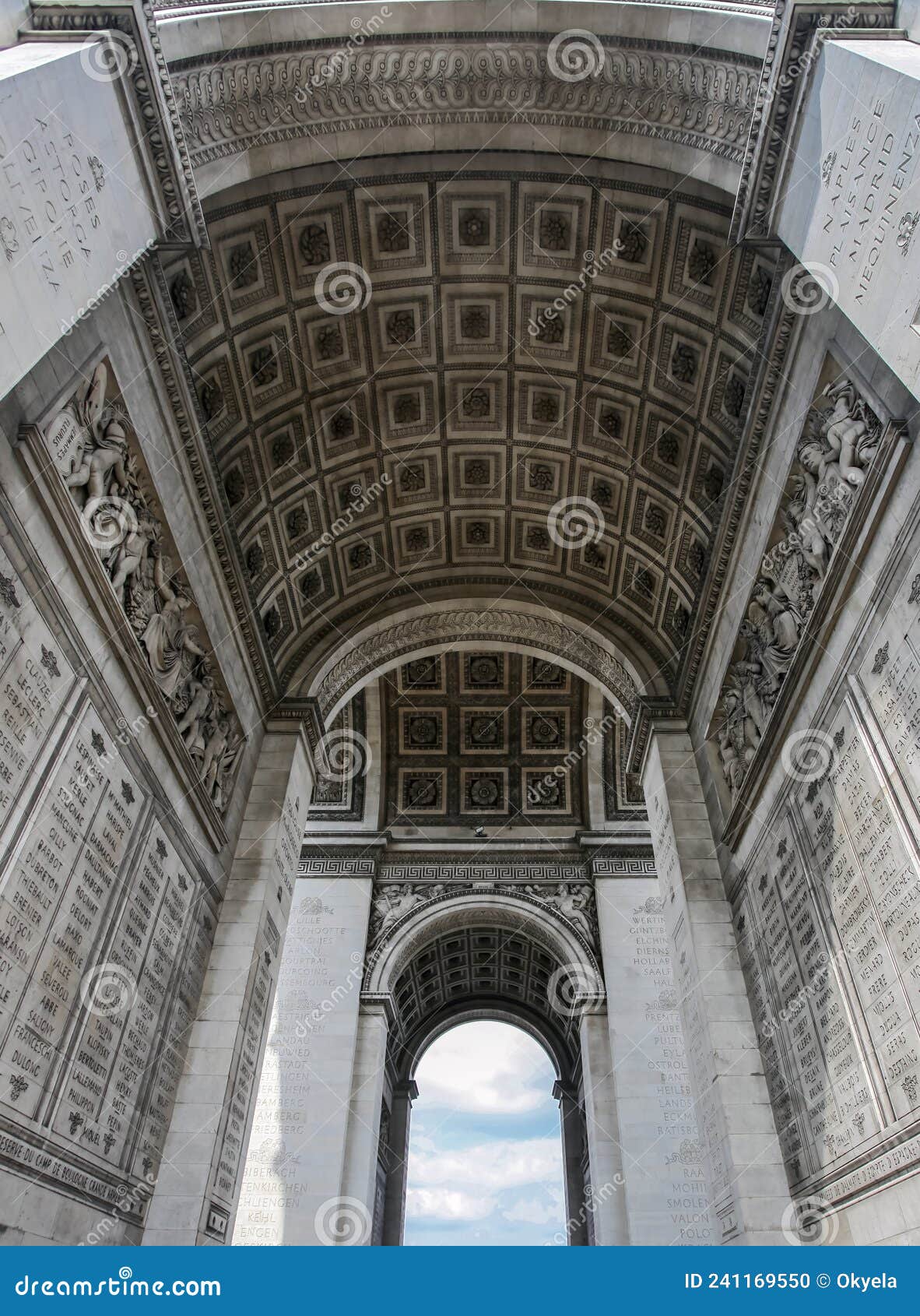 View from Below of the Internal Arches of the Arc De Triomphe in Paris ...