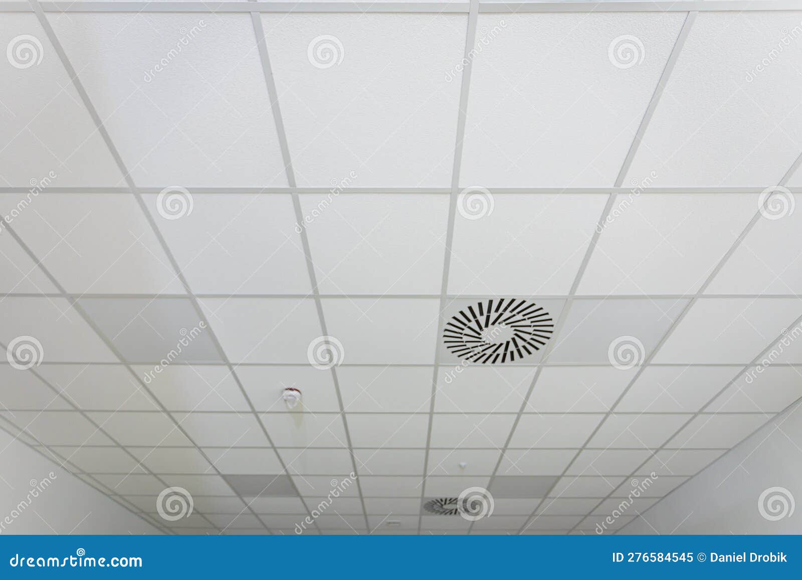 A Suspended Panel Ceiling Seen in Perspective in a Narrow Room. Stock ...
