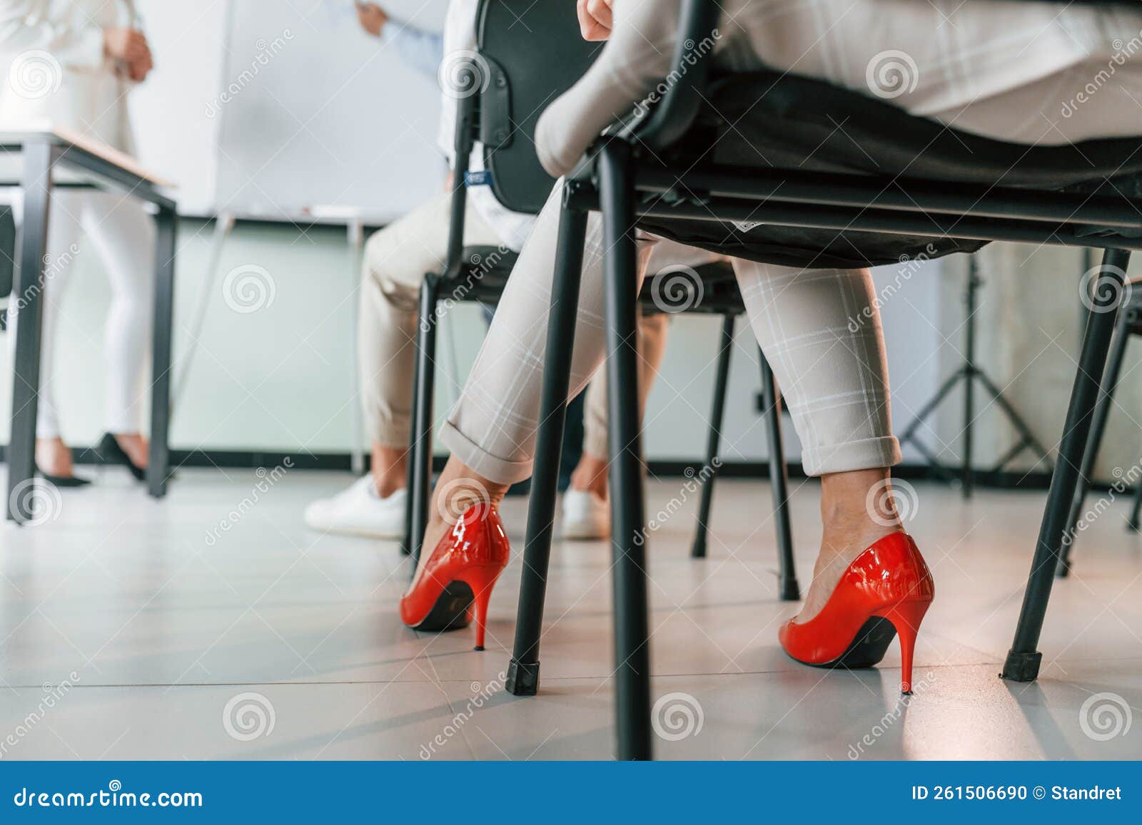 View from Below. People Sitting on the Master Class for Business Stock ...