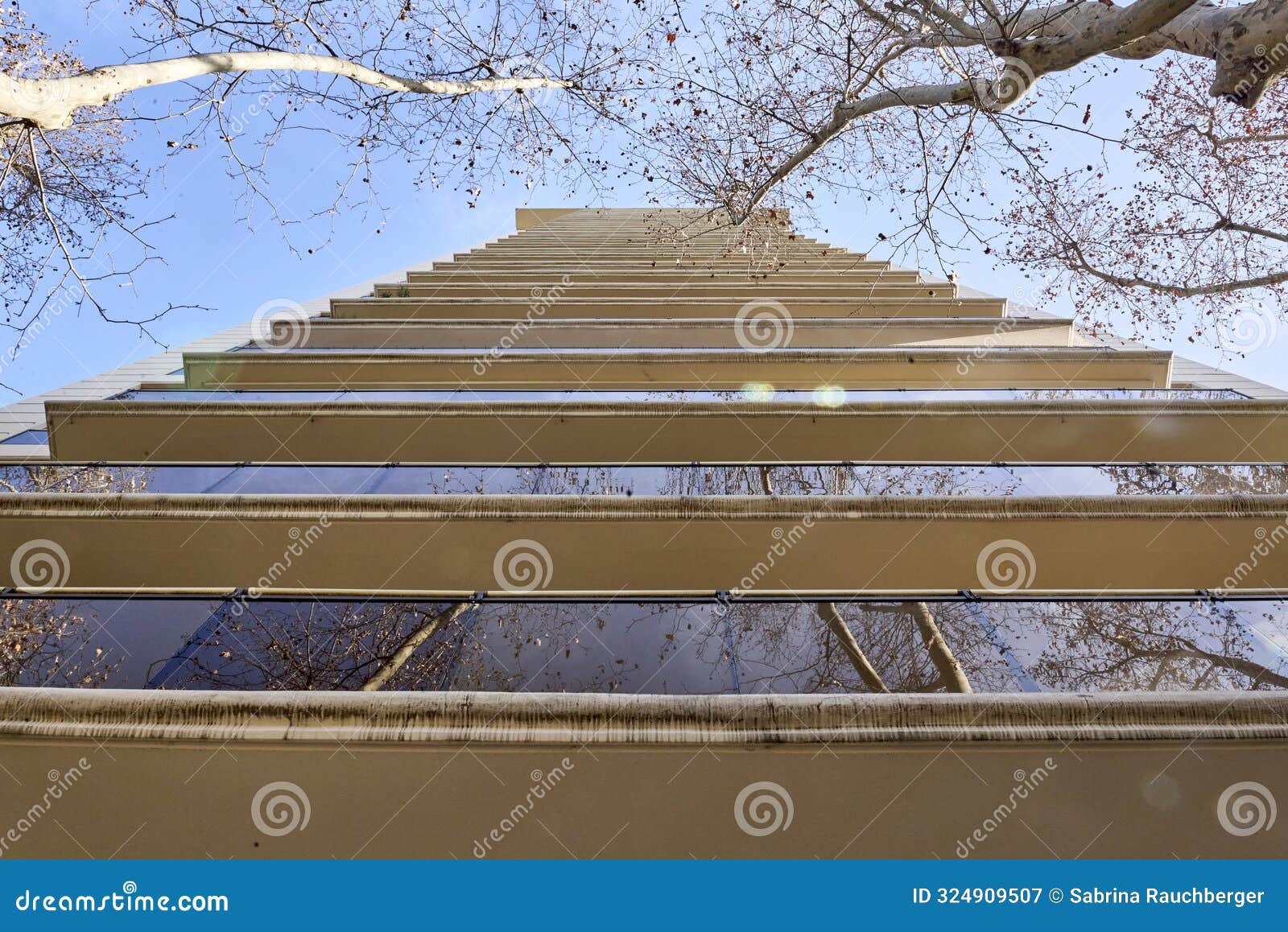 View from Below of Residential Building Where Its Horizontal Lines ...