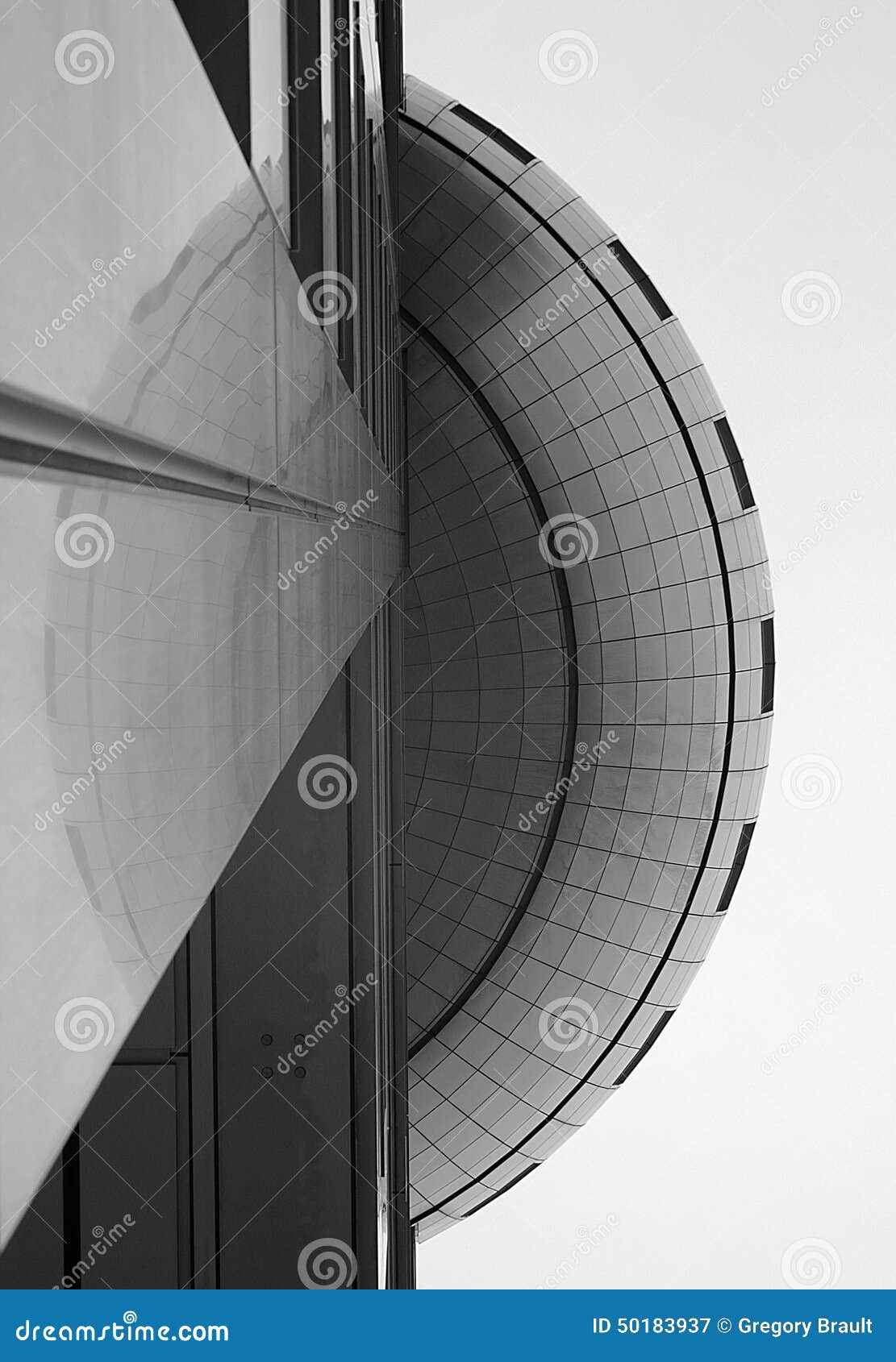 A View from Below Shows the Side of a Building and a Reflection. Stock ...