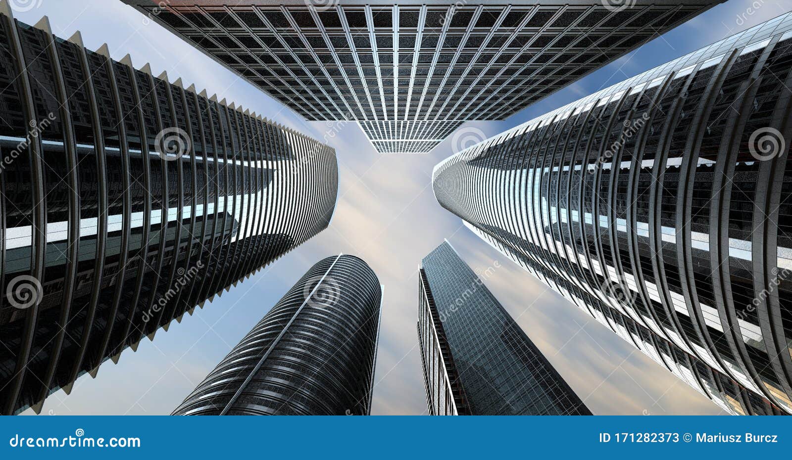 View from Below on Skyscrapers Stock Illustration - Illustration of ...