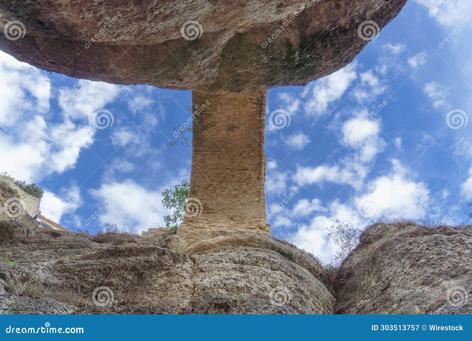 View from Below a Stone Bridge Over a Cliff Stock Image - Image of ...