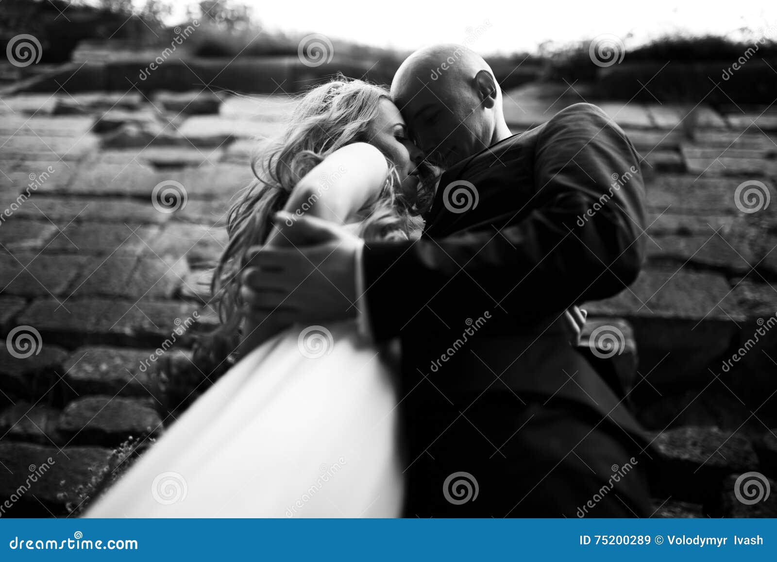 A View from Below on a Stunning Bride Hidden in Groom S Hugs Stock ...