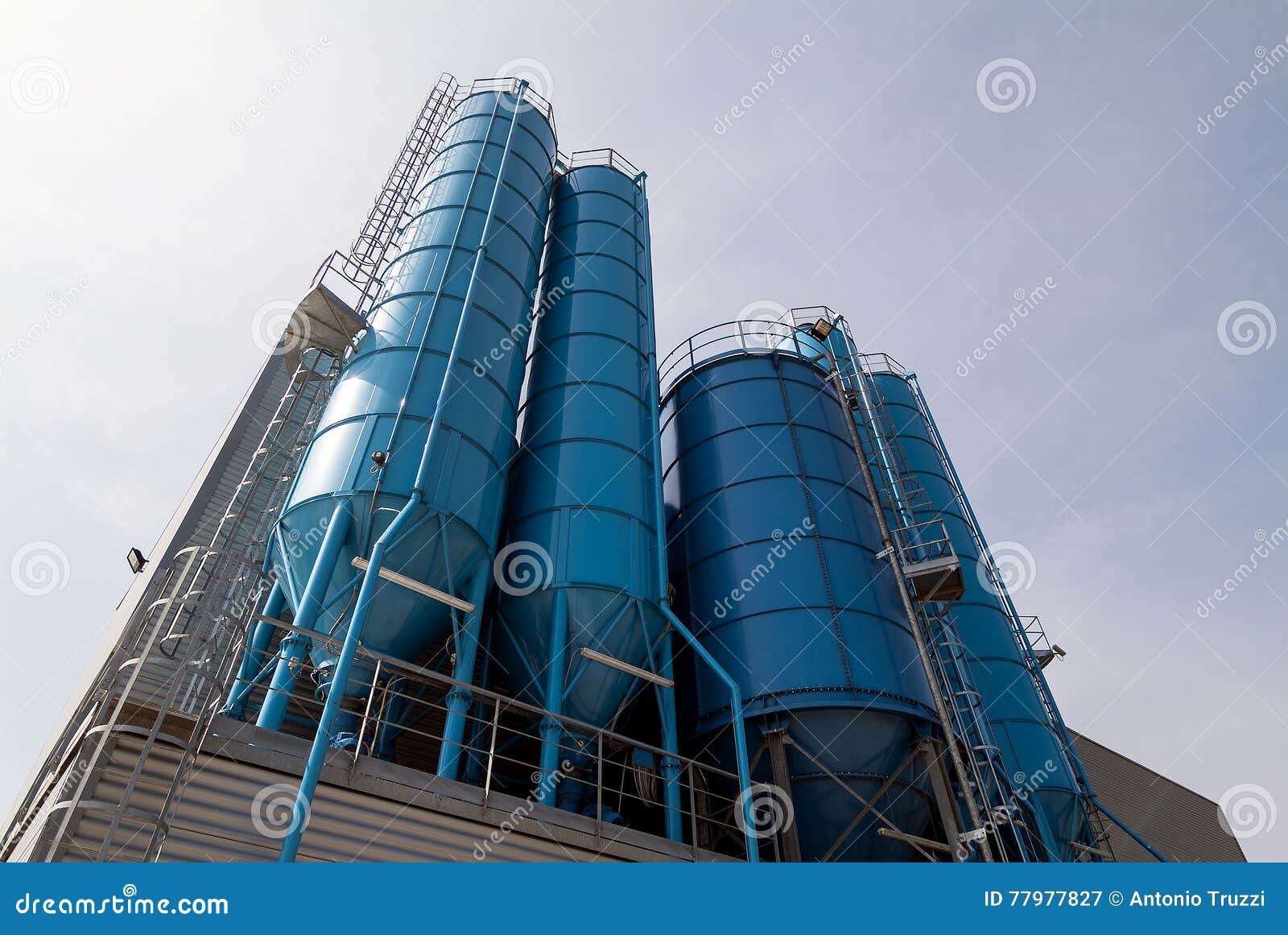 View from Below of Tower Silos Bulk Storage Stock Image - Image of ...
