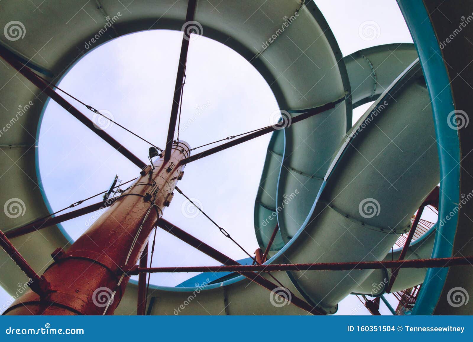 View from Below a Water Slide Looking Up through the Structure Stock ...