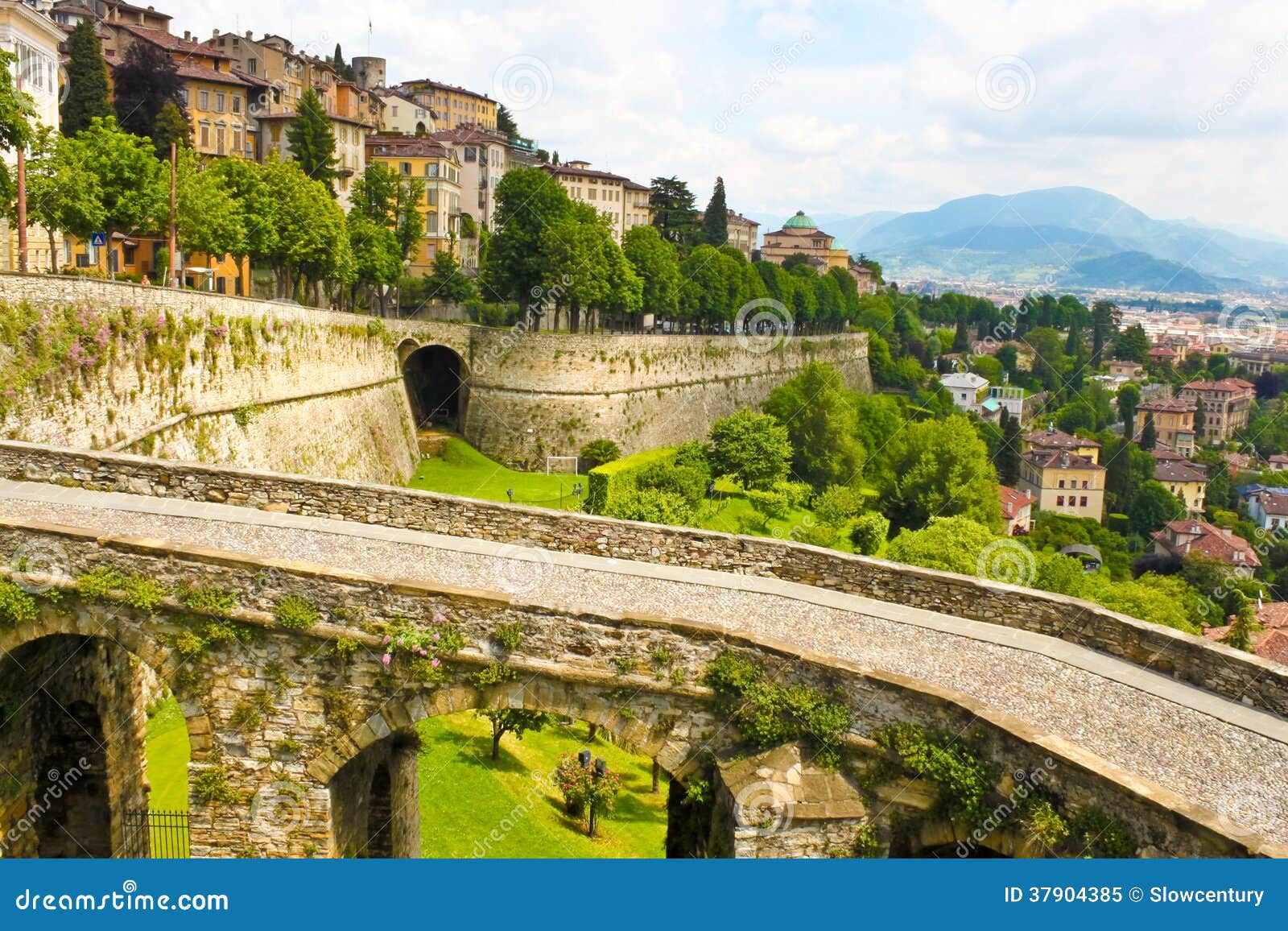 View of Bergamo, Italy stock image. Image of arch, bergamo - 37904385