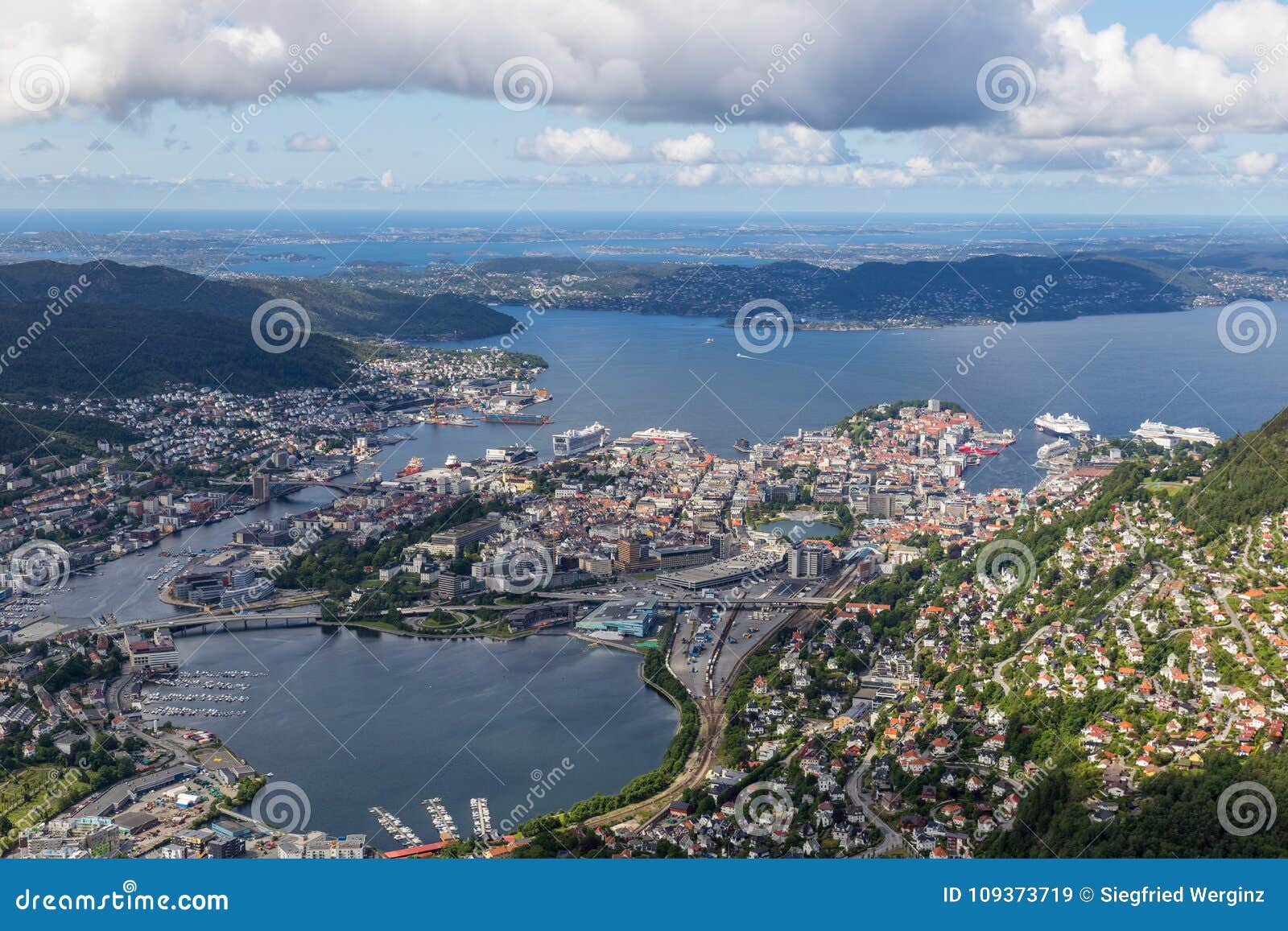View of Bergen stock image. Image of fjord, area, coastline - 109373719