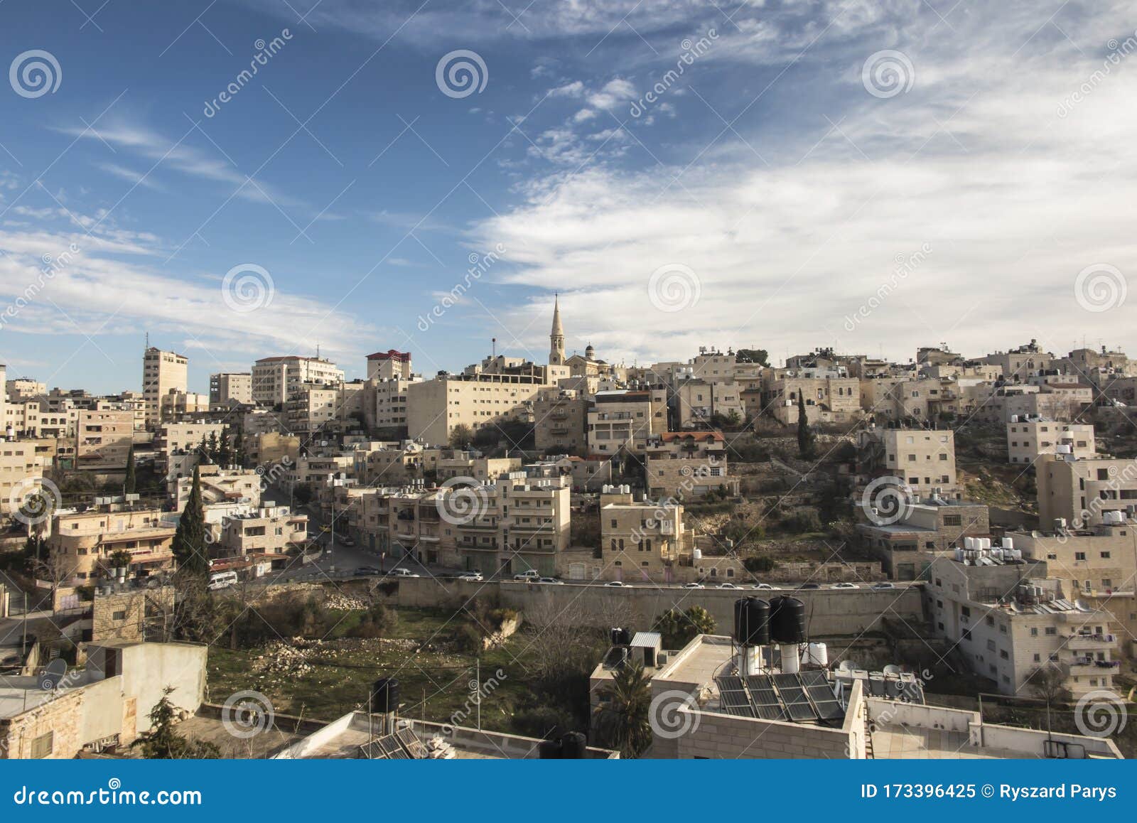 View of Bethlehem in the Palestinian Authority from the Hill of David ...