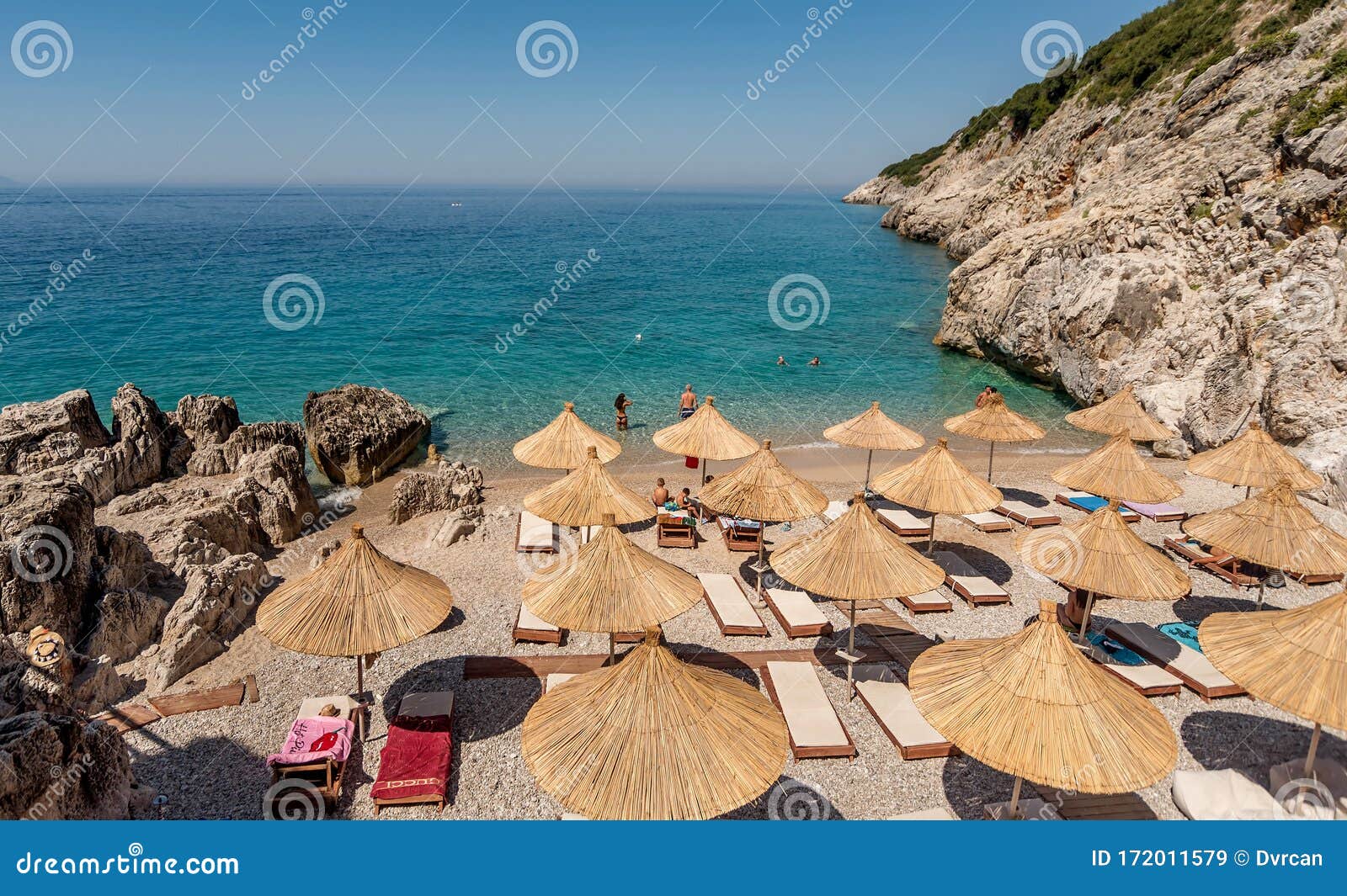 View of the Beautiful Sand Beach Jale in Southern Albania Editorial ...