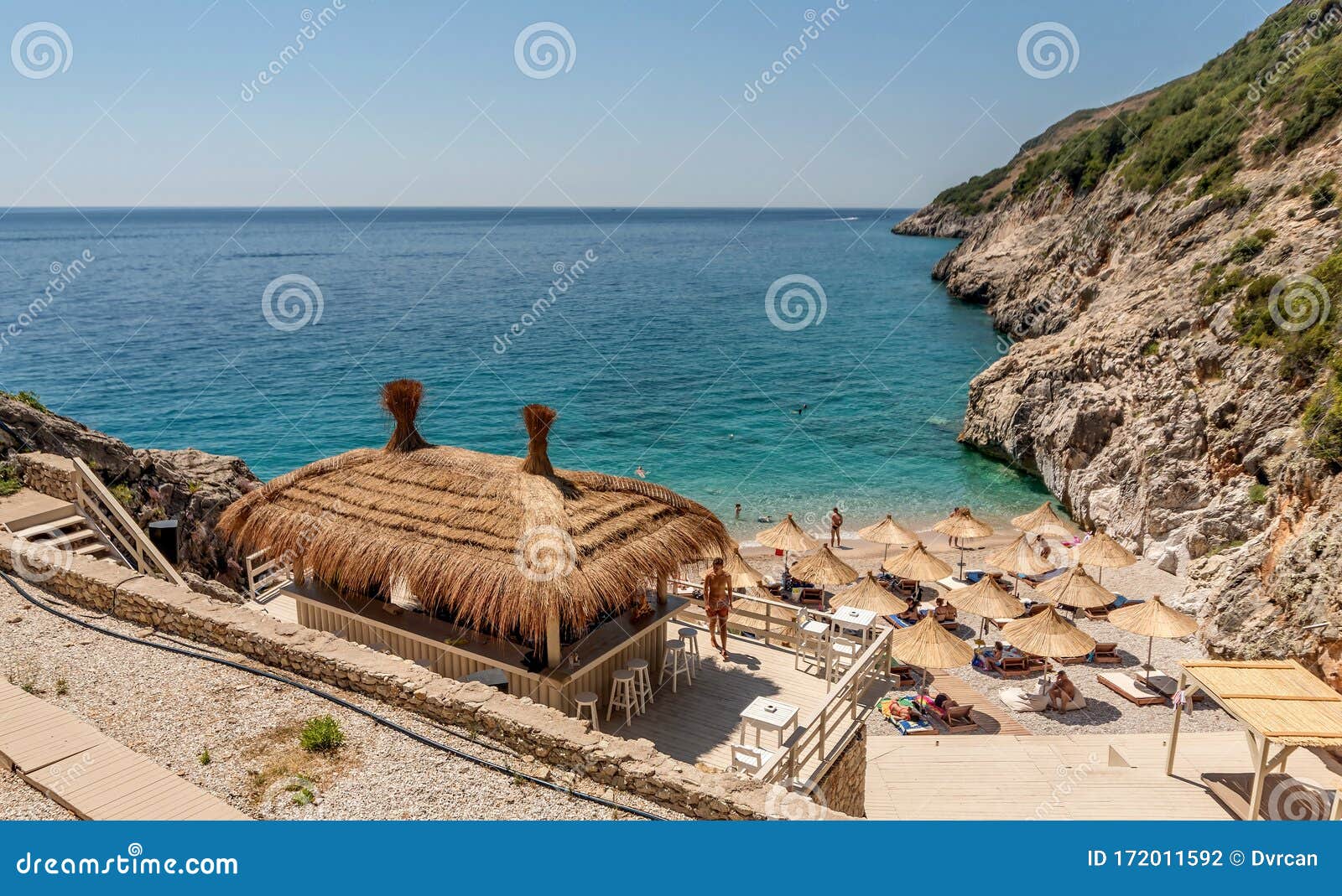View of the Beutiful Sand Beach Jale in Southern Albania Editorial ...