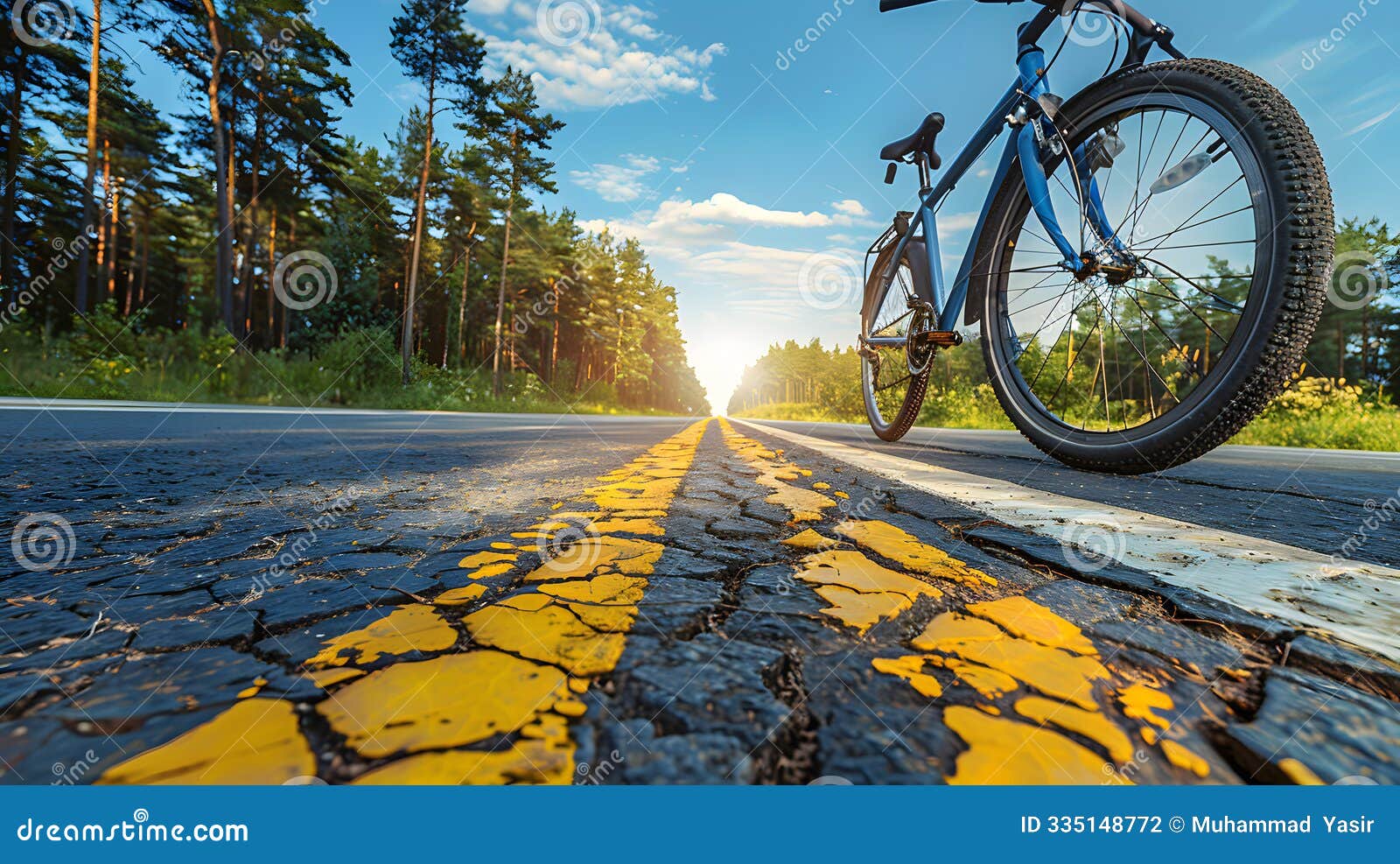 View of Bicycle on Highway Road Stock Photo - Image of competition ...
