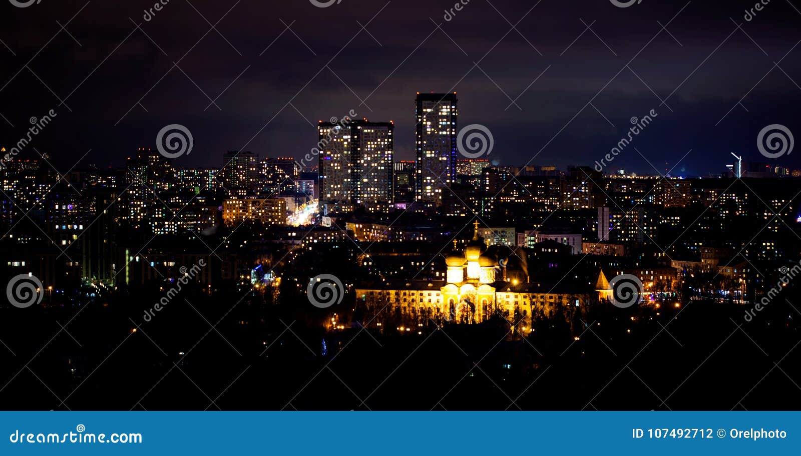 View on a Big City at Night. Stock Photo - Image of scene, dark: 107492712