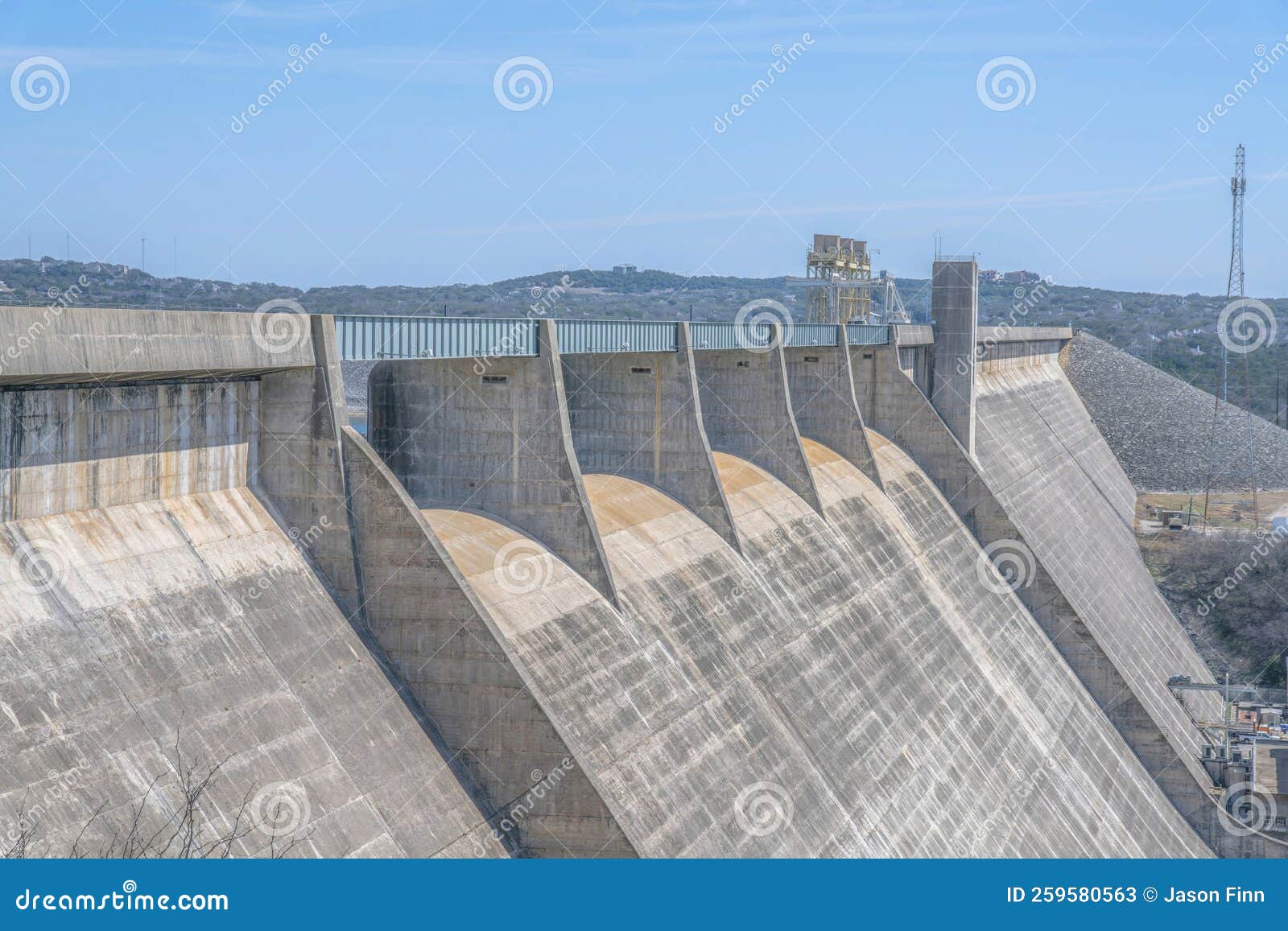 View of Big Concrete Wall of Lake Austin Dam in Austin, Texas Stock ...
