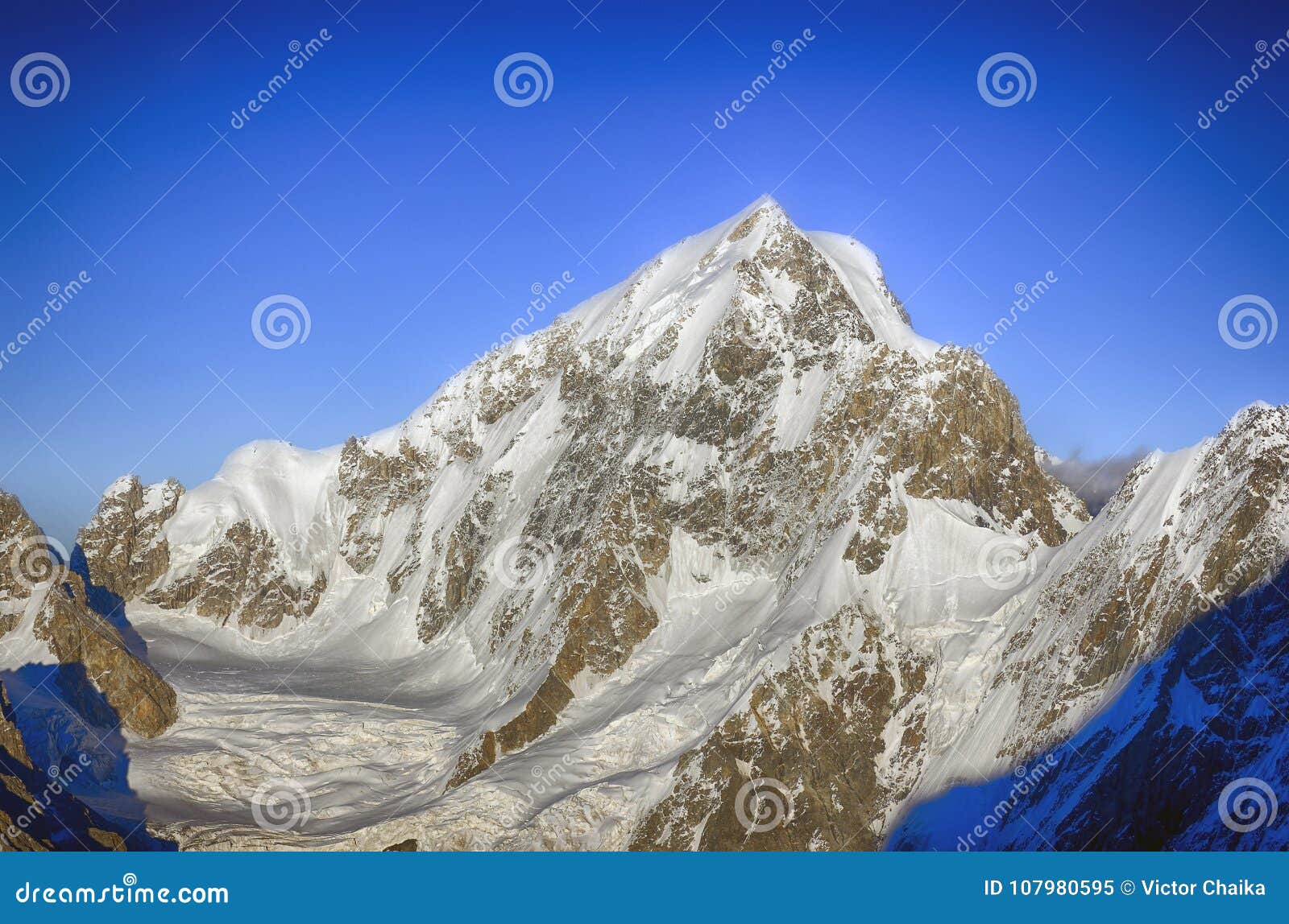 View of the Big Icy Mountain from a Great Height Stock Image - Image of ...