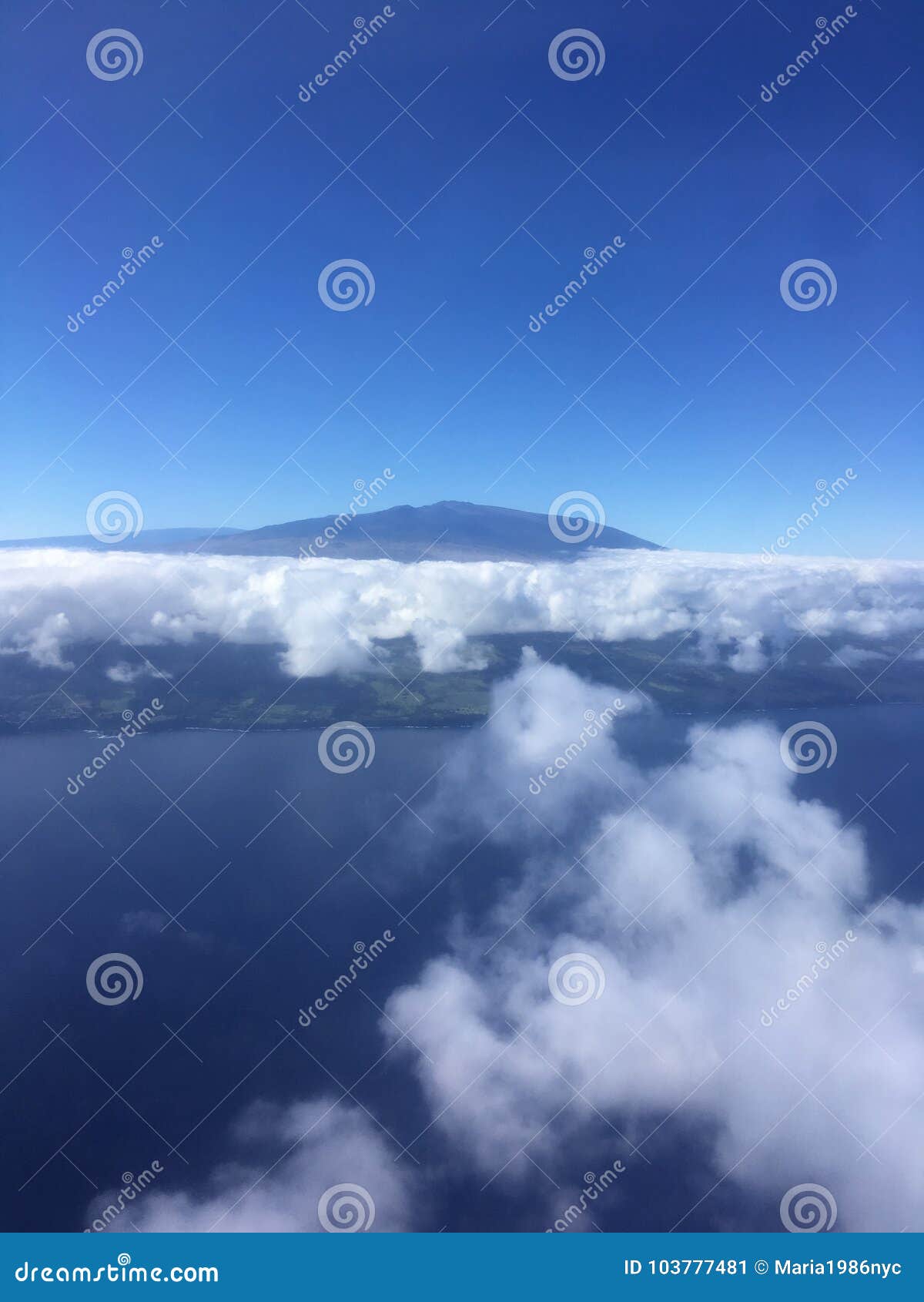 View of Big Island, Hawaii from Airplane. Stock Image - Image of island ...