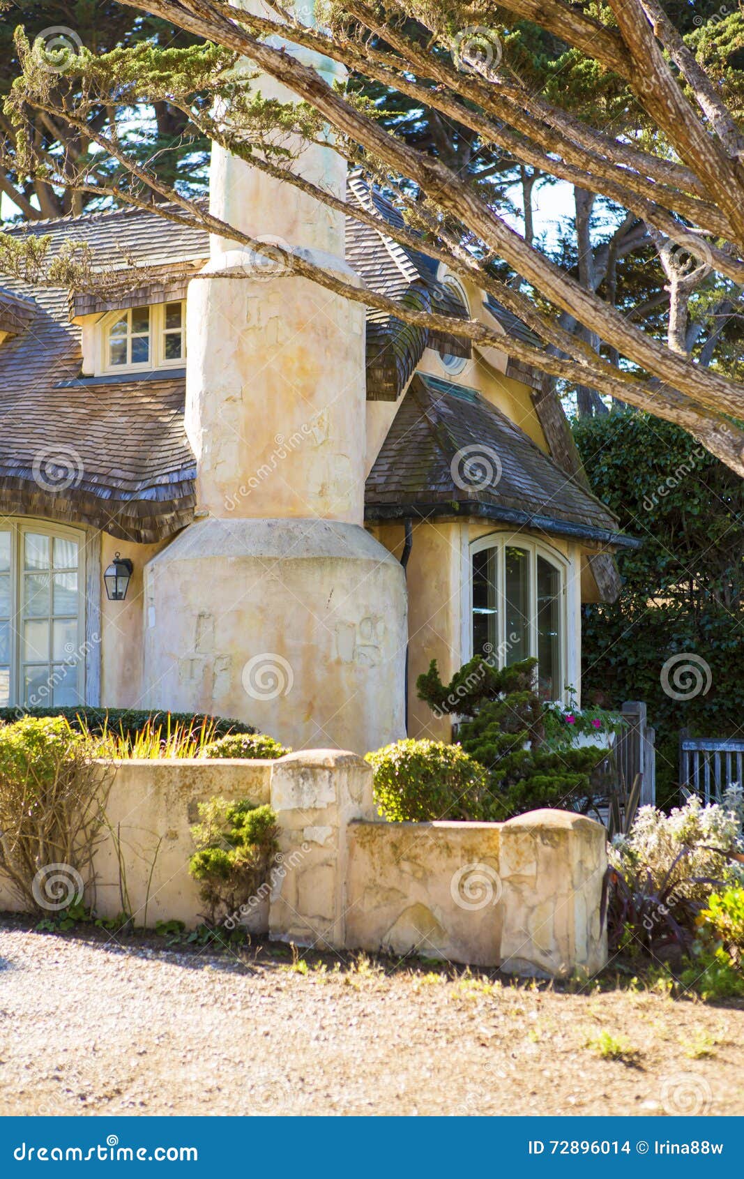 VIew of the Big Stone House with Large Windows Stock Photo - Image of ...