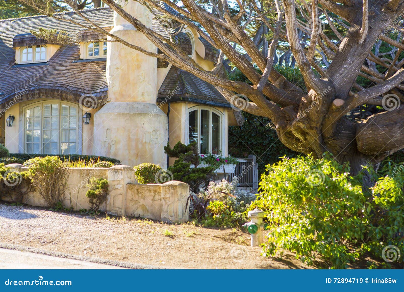 VIew of the Big Stone House Tower with Large Windows Stock Image ...