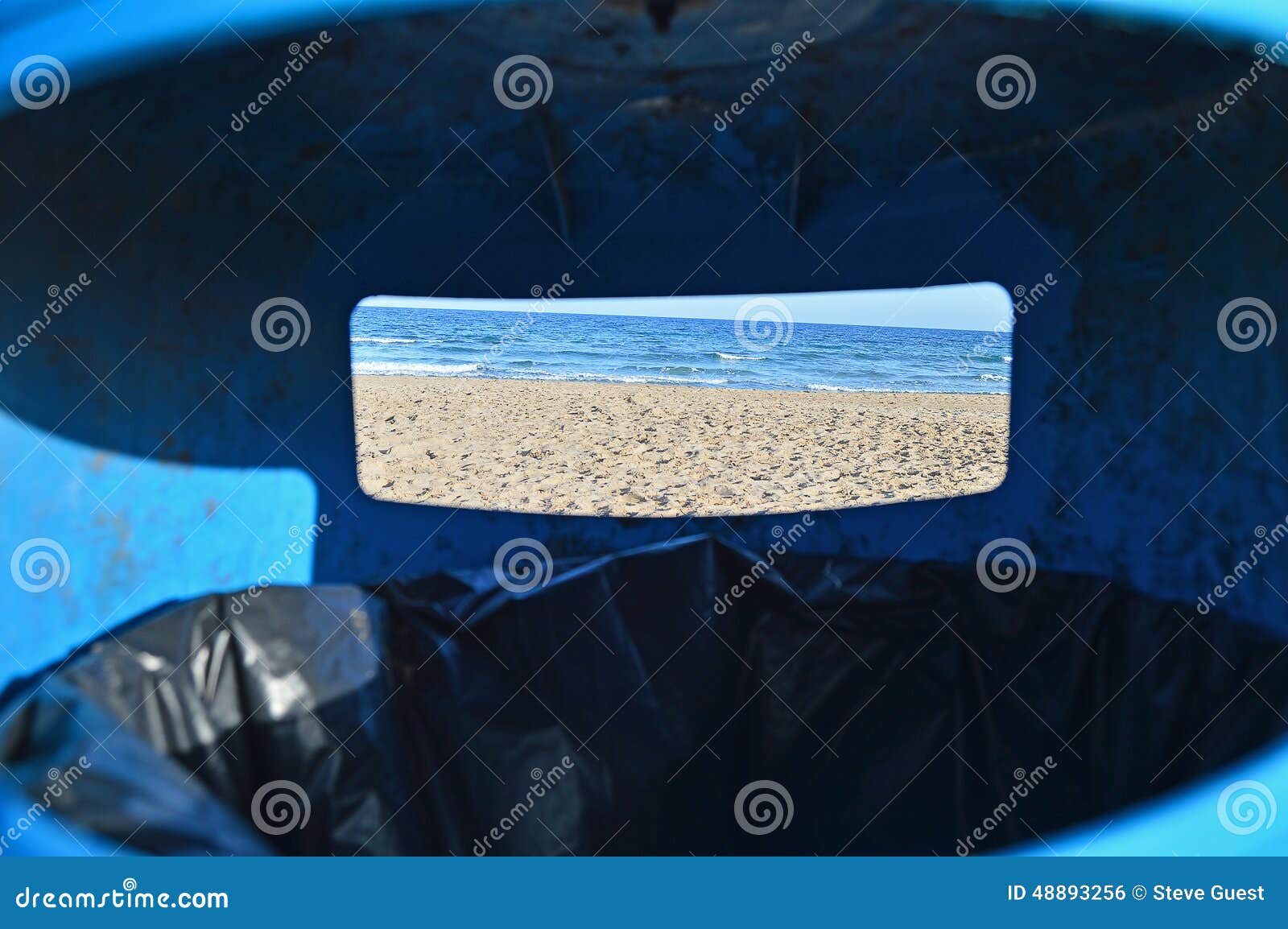 A View from a Bin - Unusual View Dustbin Beach Stock Photo - Image of ...