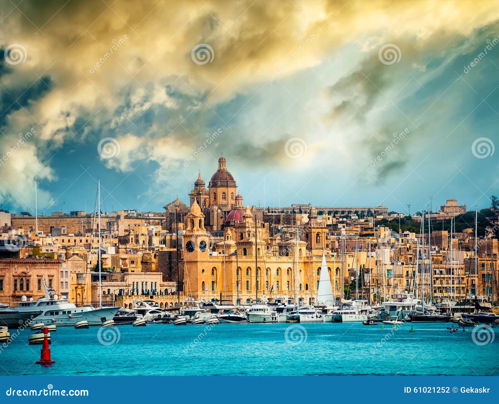 View on Birgu from the sea stock photo. Image of europe - 61021252